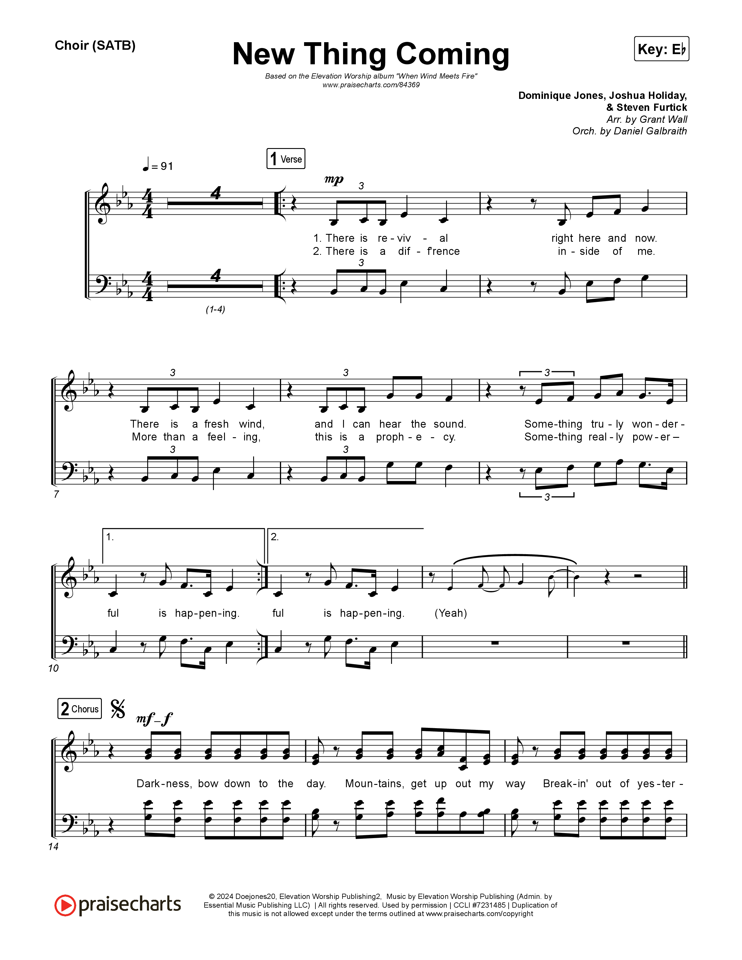 New Thing Coming Choir Sheet Music PDF (Elevation Worship / Steven Furtick / Tiffany Hudson ...
