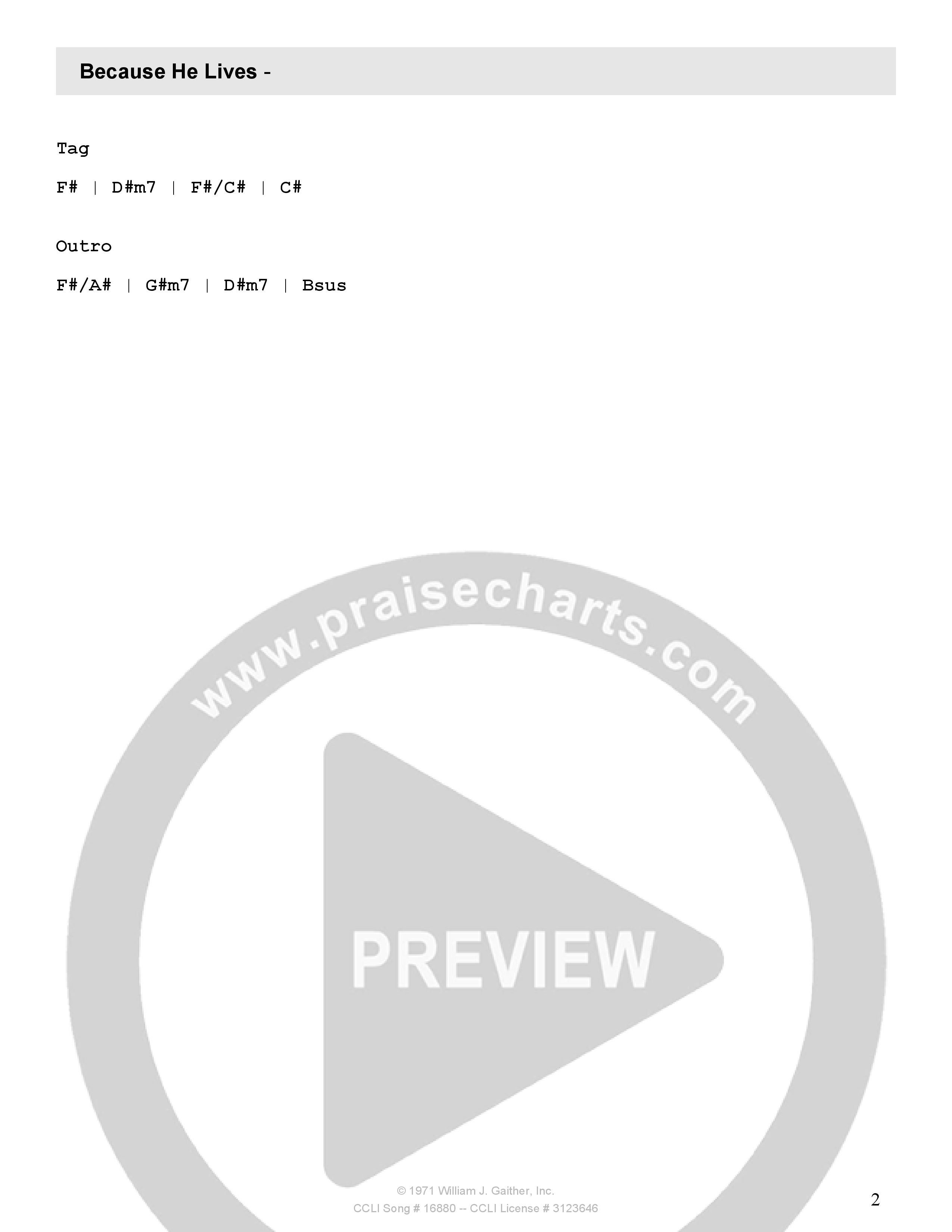Because He Lives Chords PDF (Rock Springs Worship / Arr. Matt Summers ...