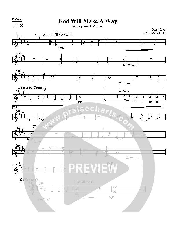 God Will Make A Way Bari Sax Sheet Music Pdf Don Moen Praisecharts