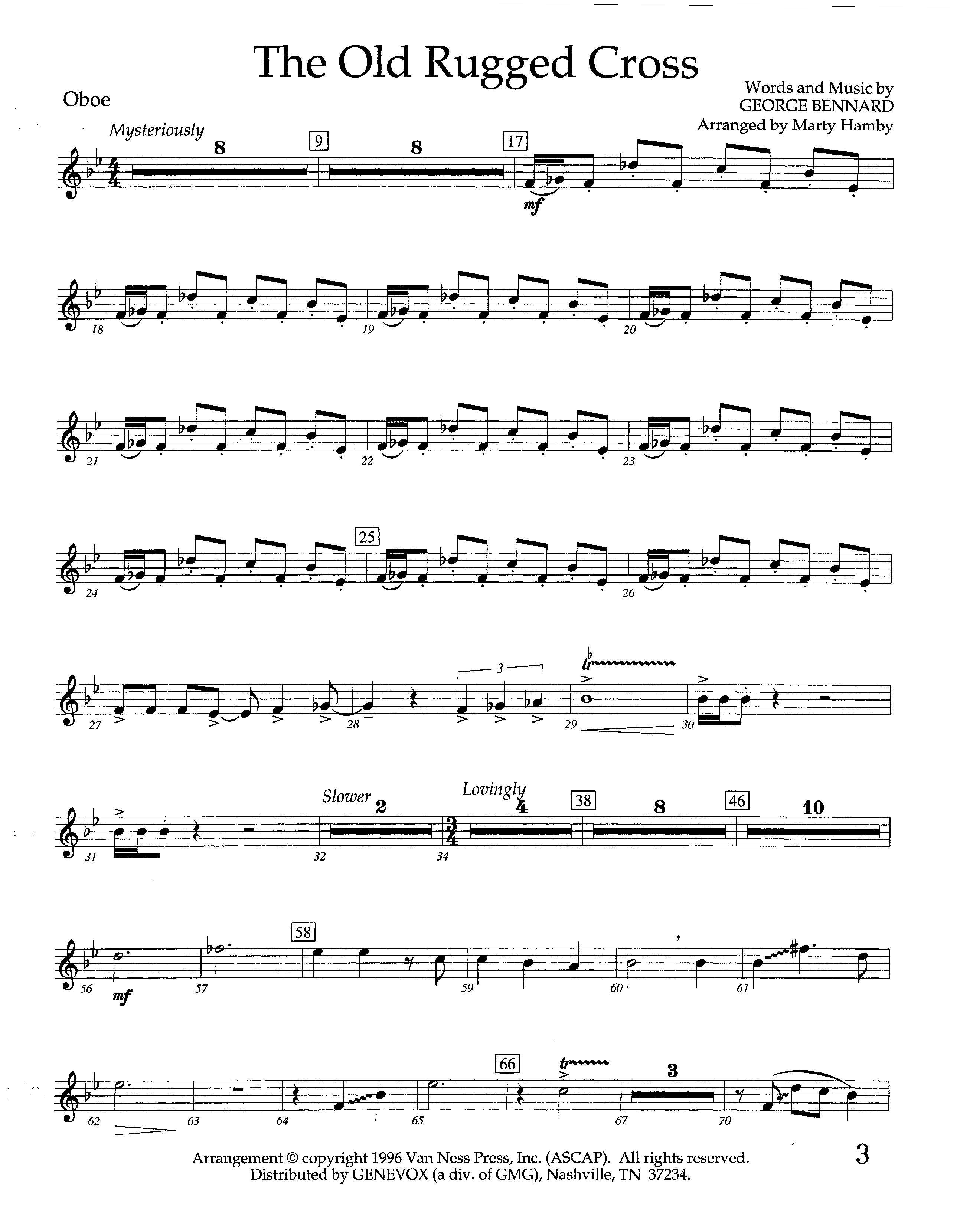 The Old Rugged Cross (Instrumental) Oboe Sheet Music PDF (Lifeway Worship / Arr. Marty Hamby ...