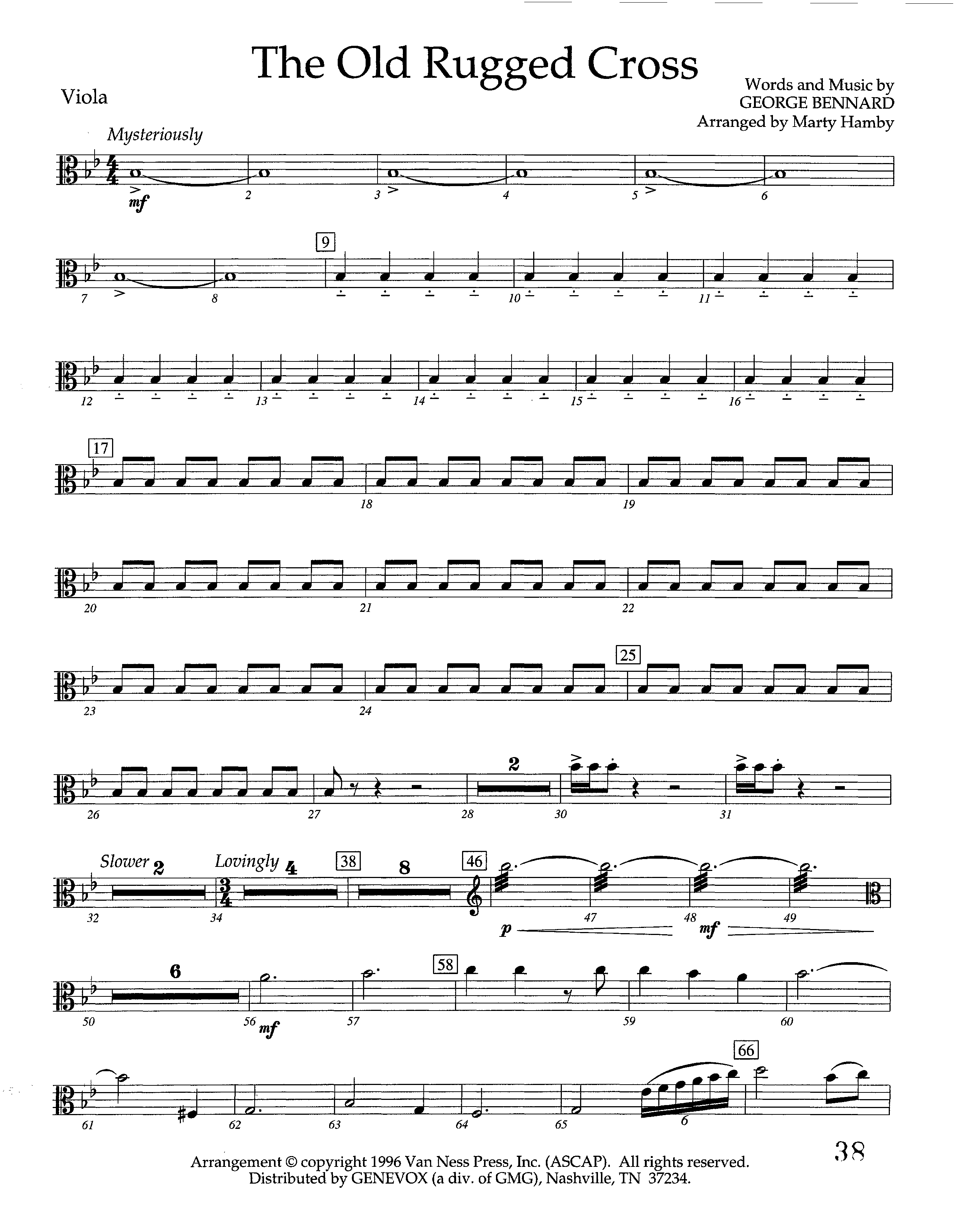 The Old Rugged Cross (Instrumental) Viola Sheet Music PDF (Lifeway Worship / Arr. Marty Hamby ...