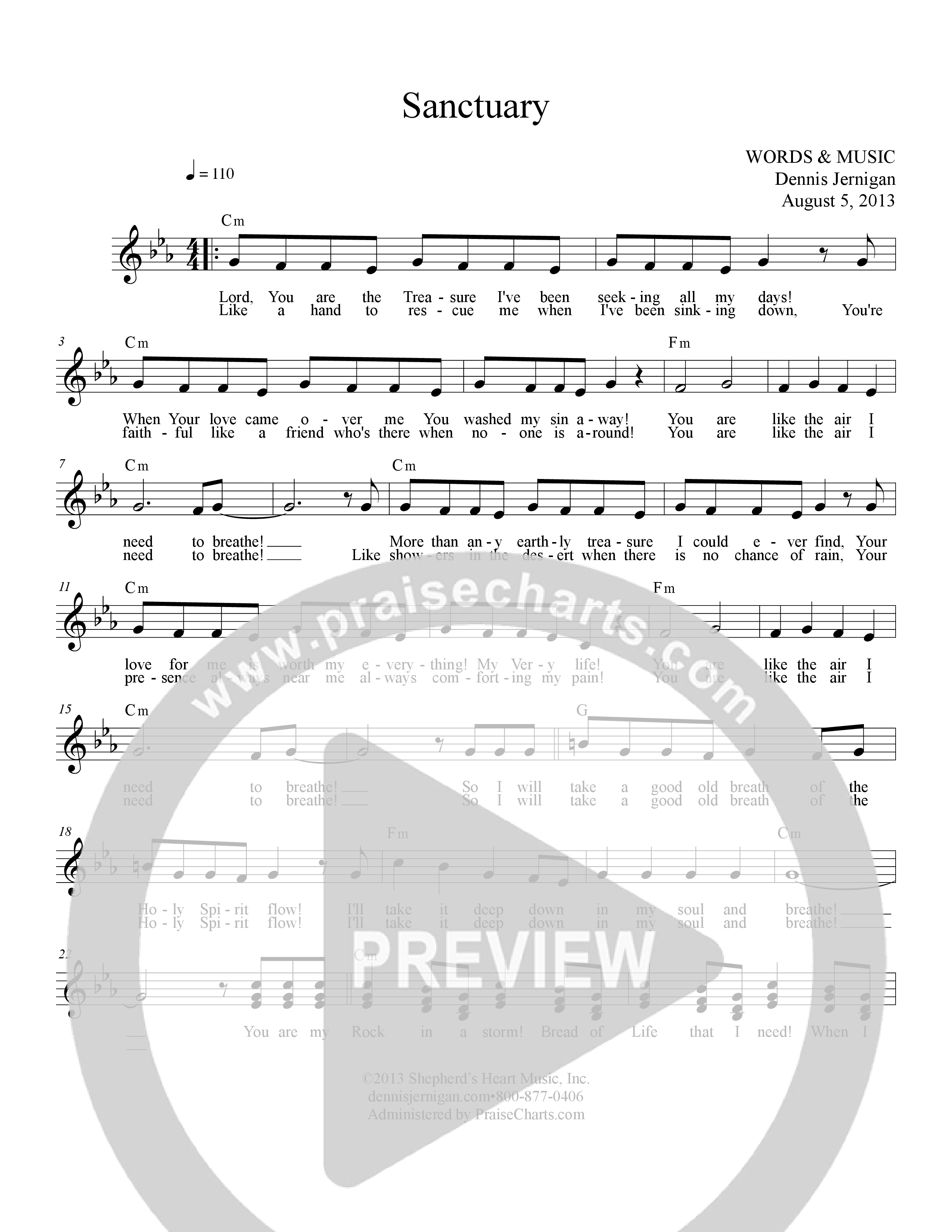 Sanctuary Sheet Music PDF (Dennis Jernigan) - PraiseCharts