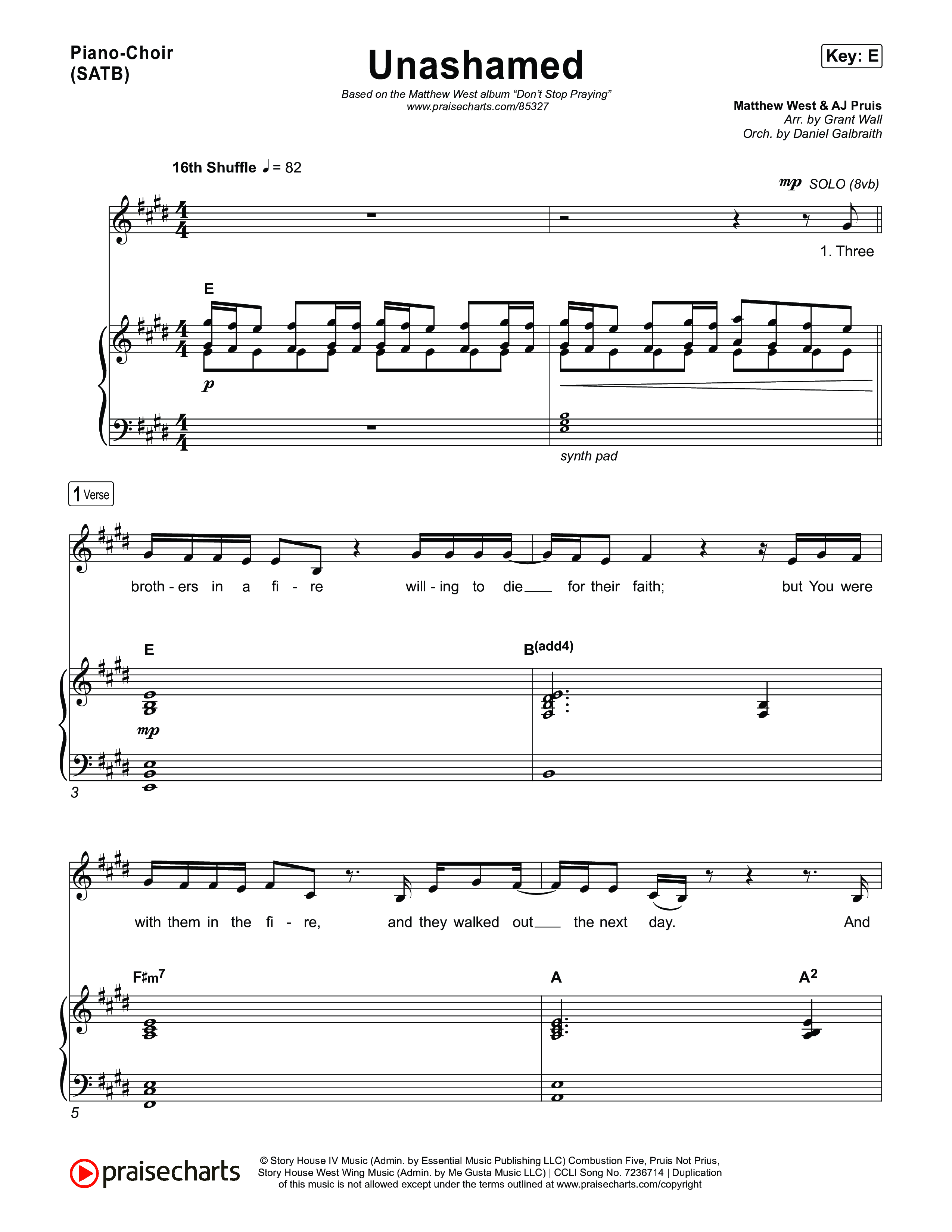 Unashamed Sheet Music PDF (Matthew West) - PraiseCharts
