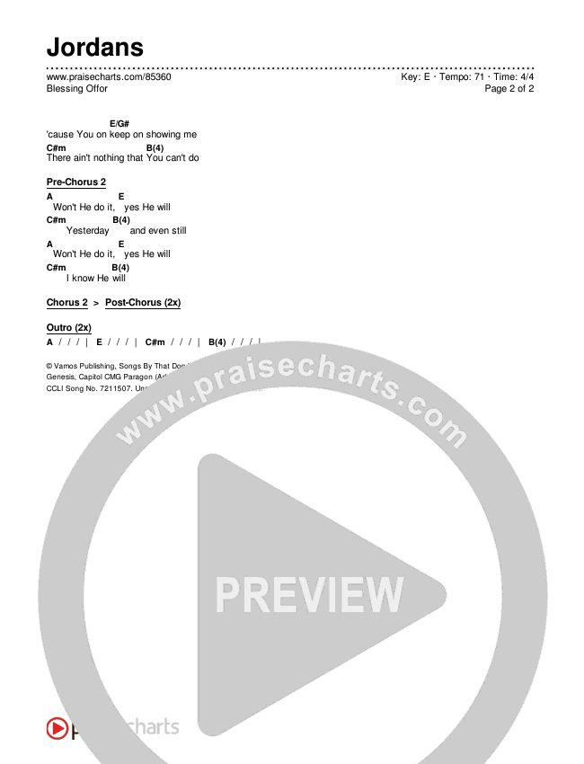 Jordans Chords PDF (Blessing Offor) - PraiseCharts