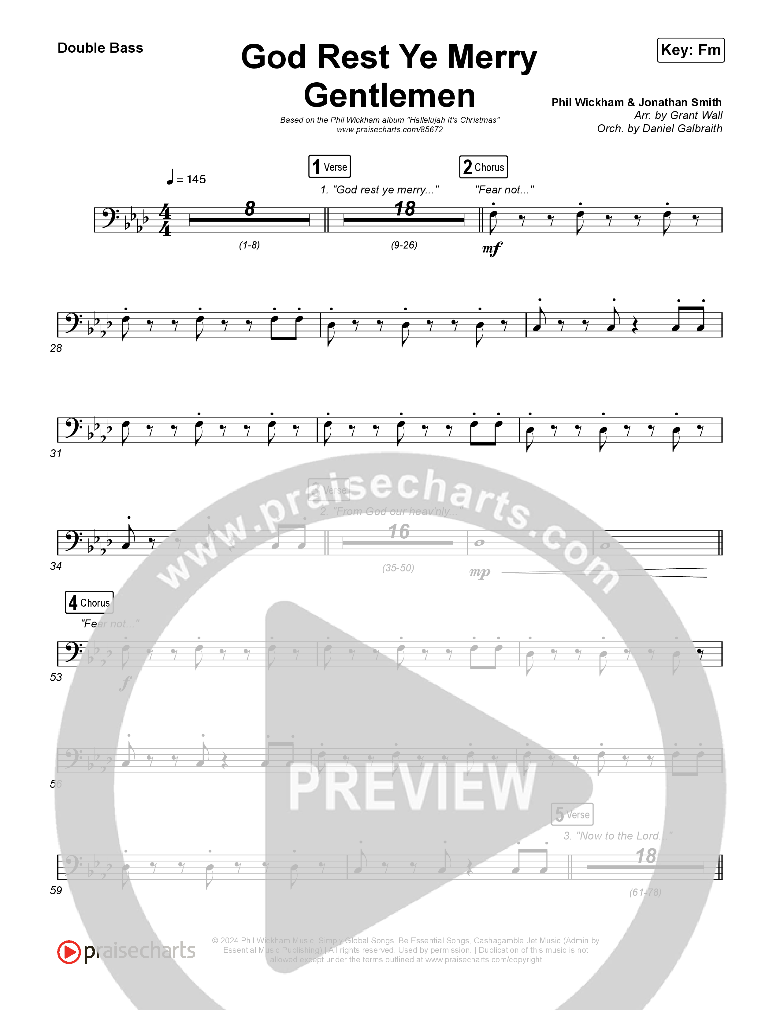 God Rest Ye Merry Gentlemen String Bass Sheet Music PDF (Phil Wickham ...