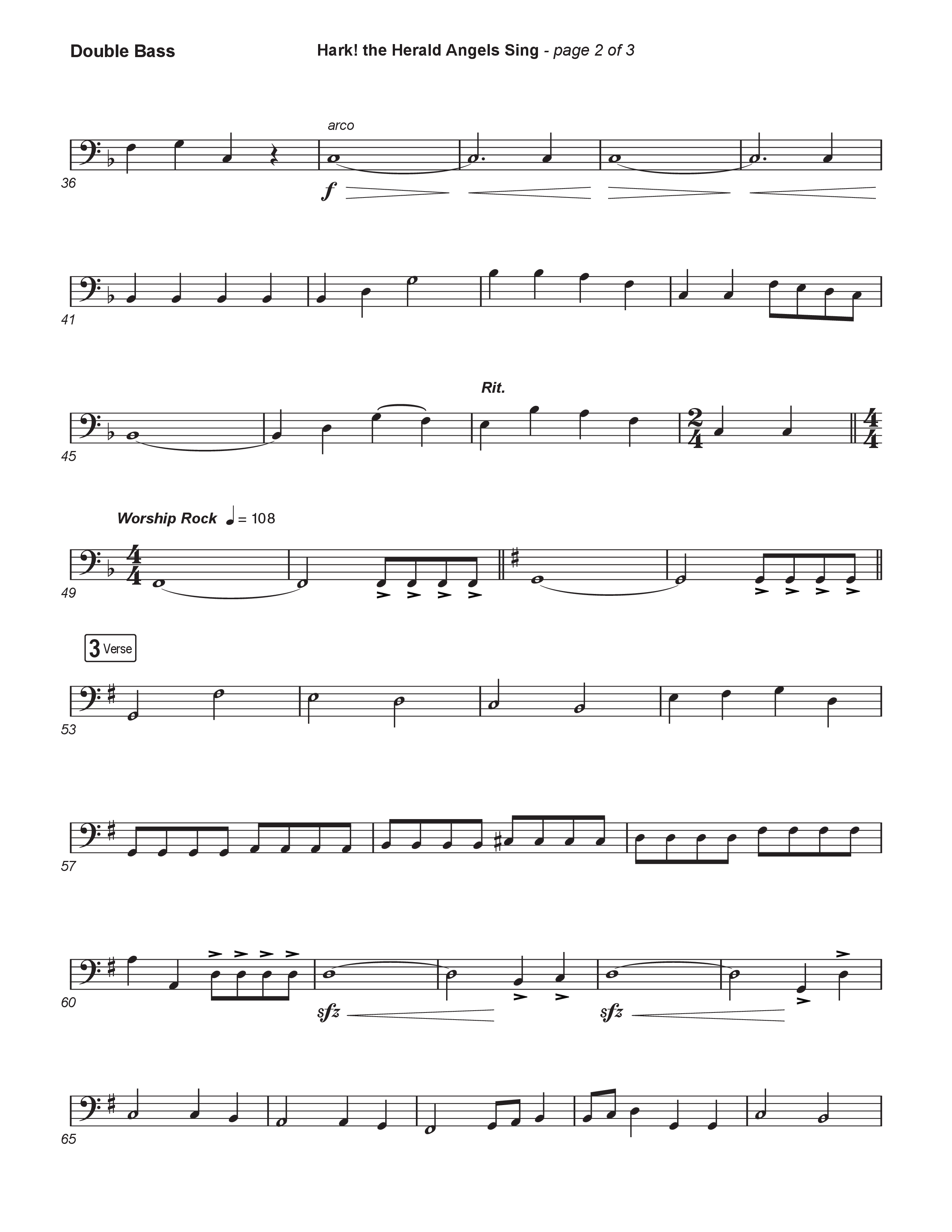 Hark The Herald Angels Sing String Bass Sheet Music PDF (Museum Of The Bible / Arr. Phillip ...