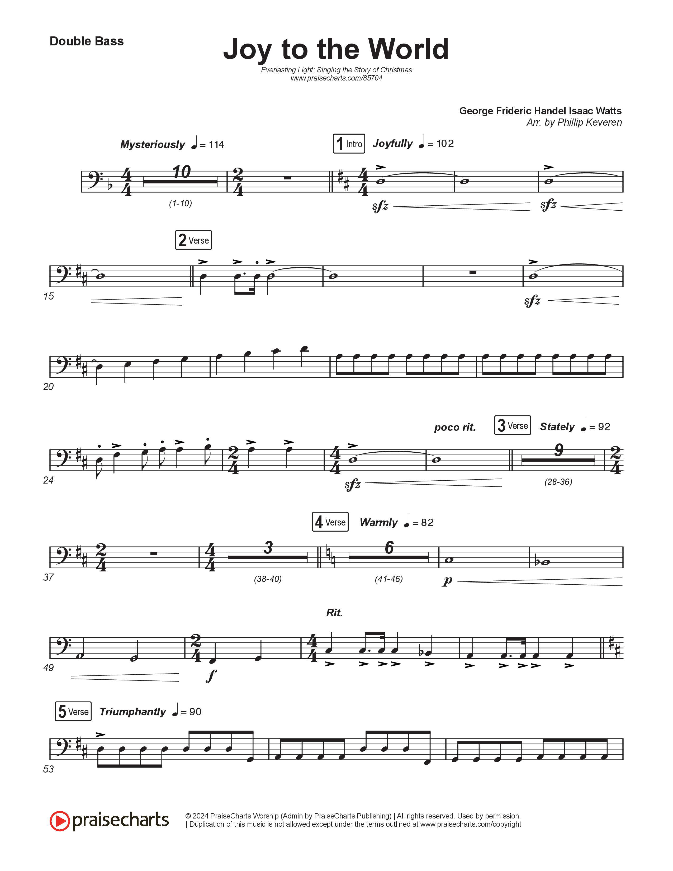 Joy To The World (Live) String Bass Sheet Music PDF (Museum Of The ...