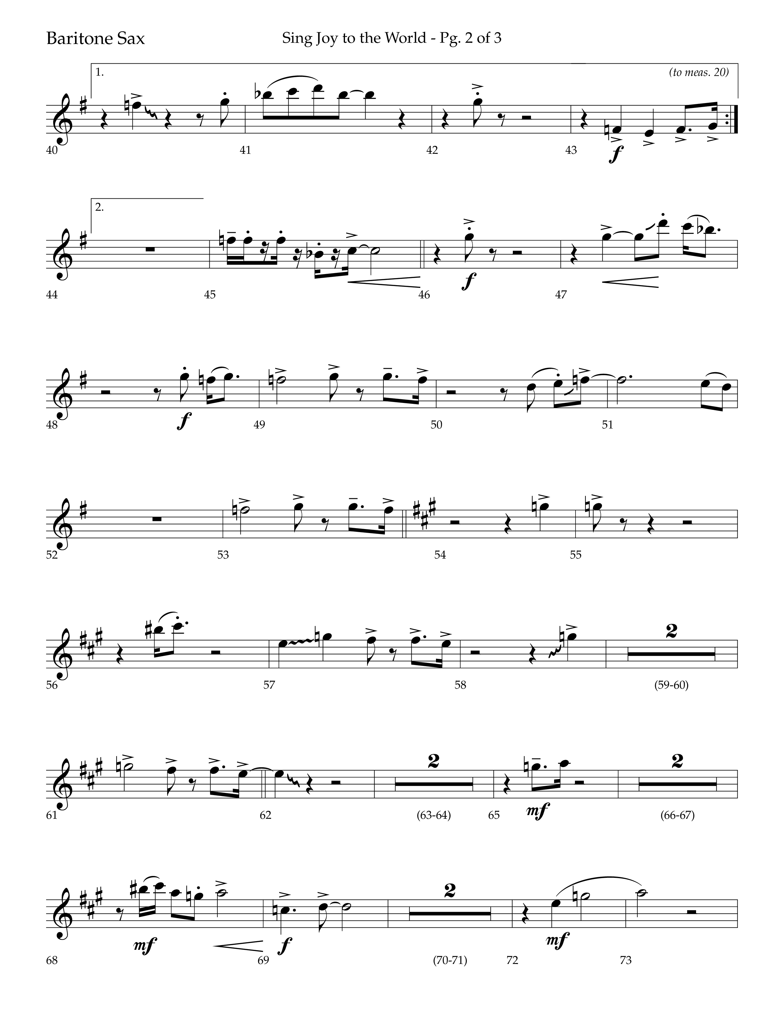 Sing Joy To The World (Choral Anthem SATB) Bari Sax Sheet Music PDF (Lifeway Choral / Arr. Trey ...