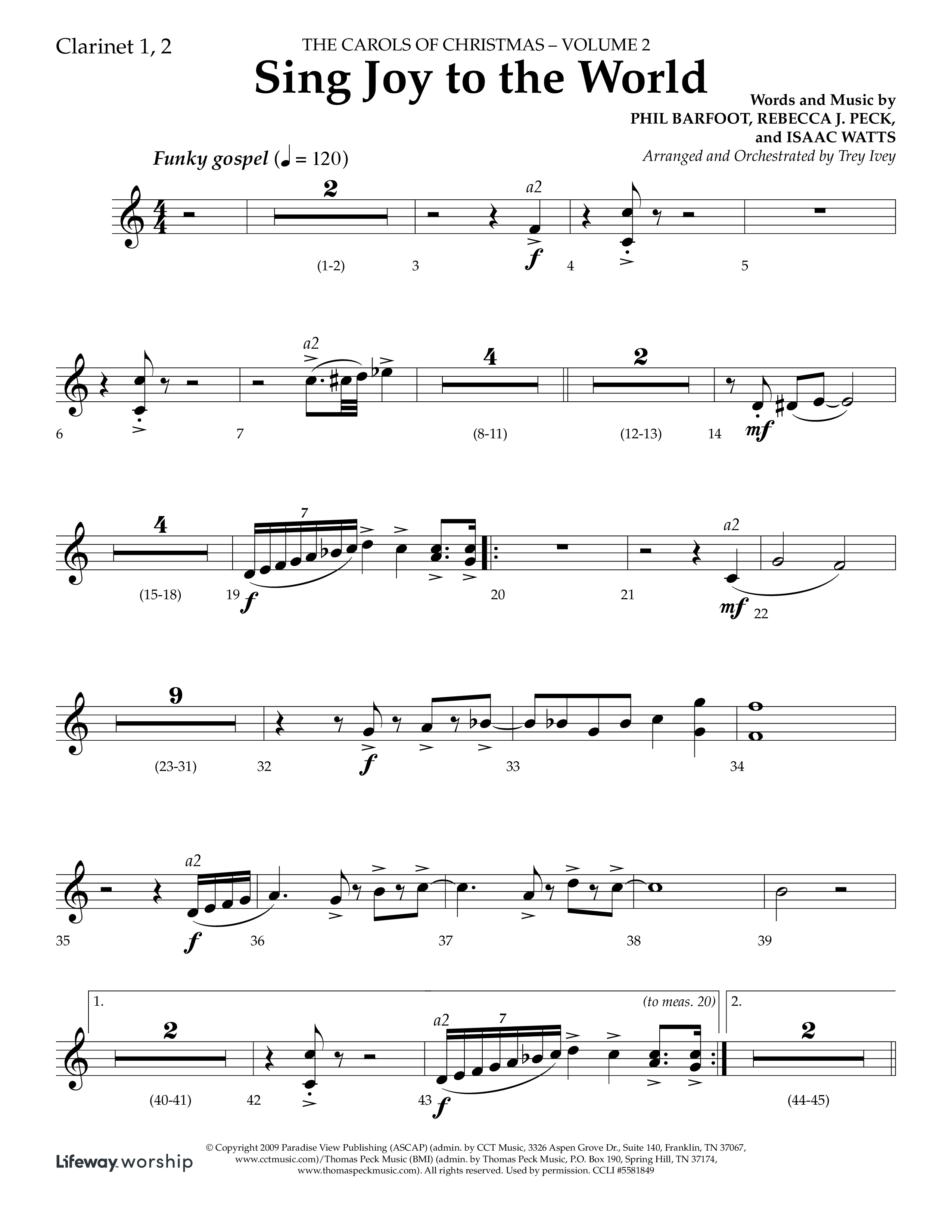 Sing Joy To The World (Choral Anthem SATB) Clarinet Sheet Music PDF (Lifeway Choral / Arr. Trey ...