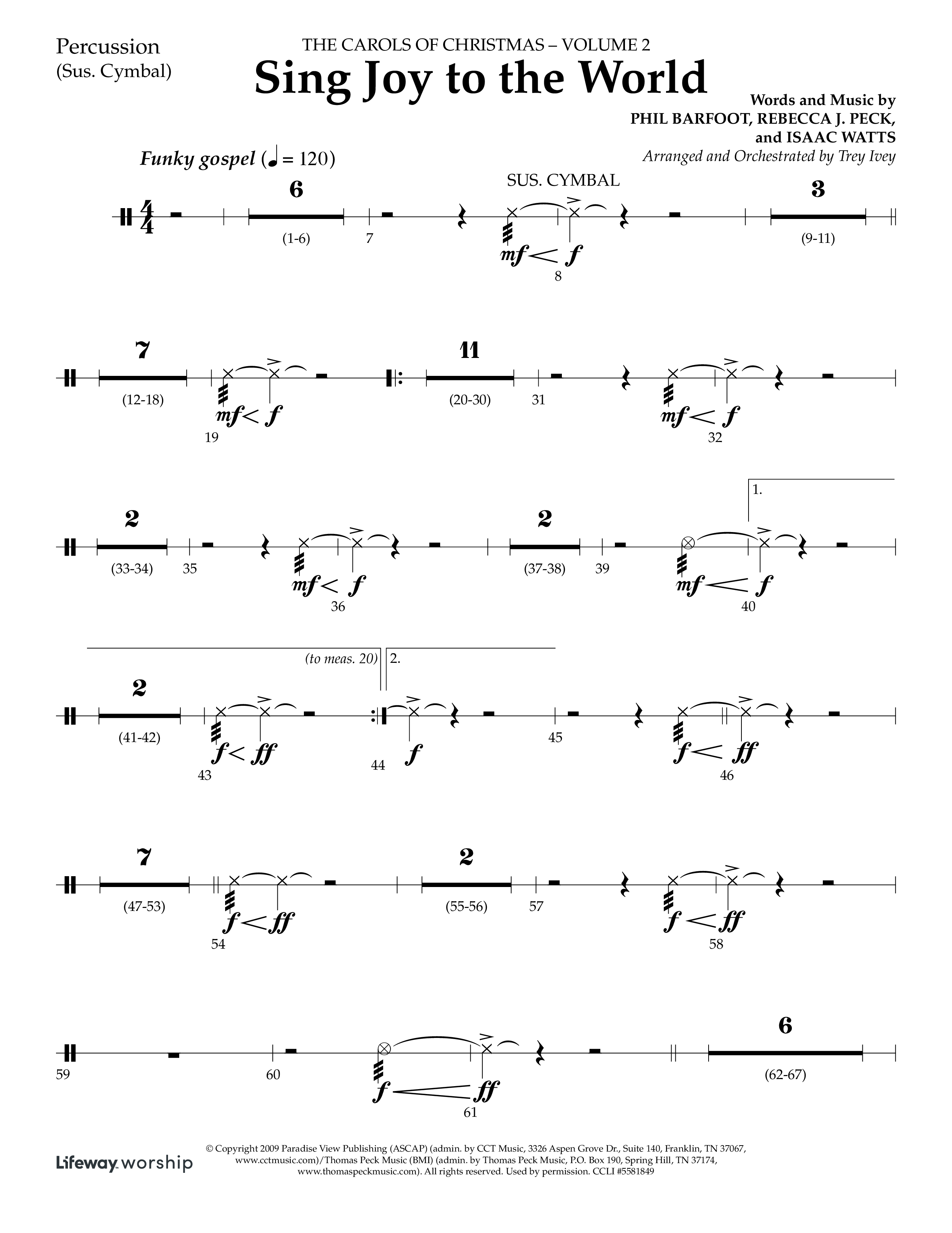 Sing Joy To The World (Choral Anthem SATB) Percussion Sheet Music PDF (Lifeway Choral / Arr ...