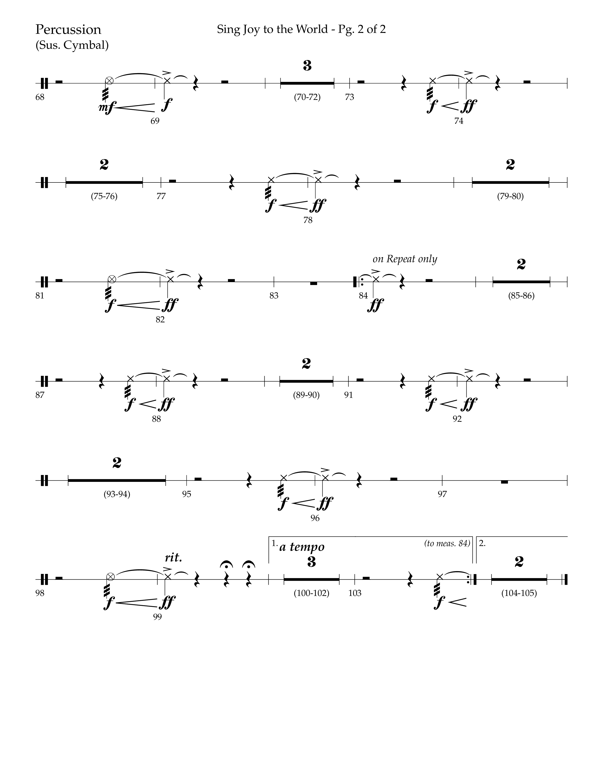 Sing Joy To The World (Choral Anthem SATB) Percussion Sheet Music PDF (Lifeway Choral / Arr ...
