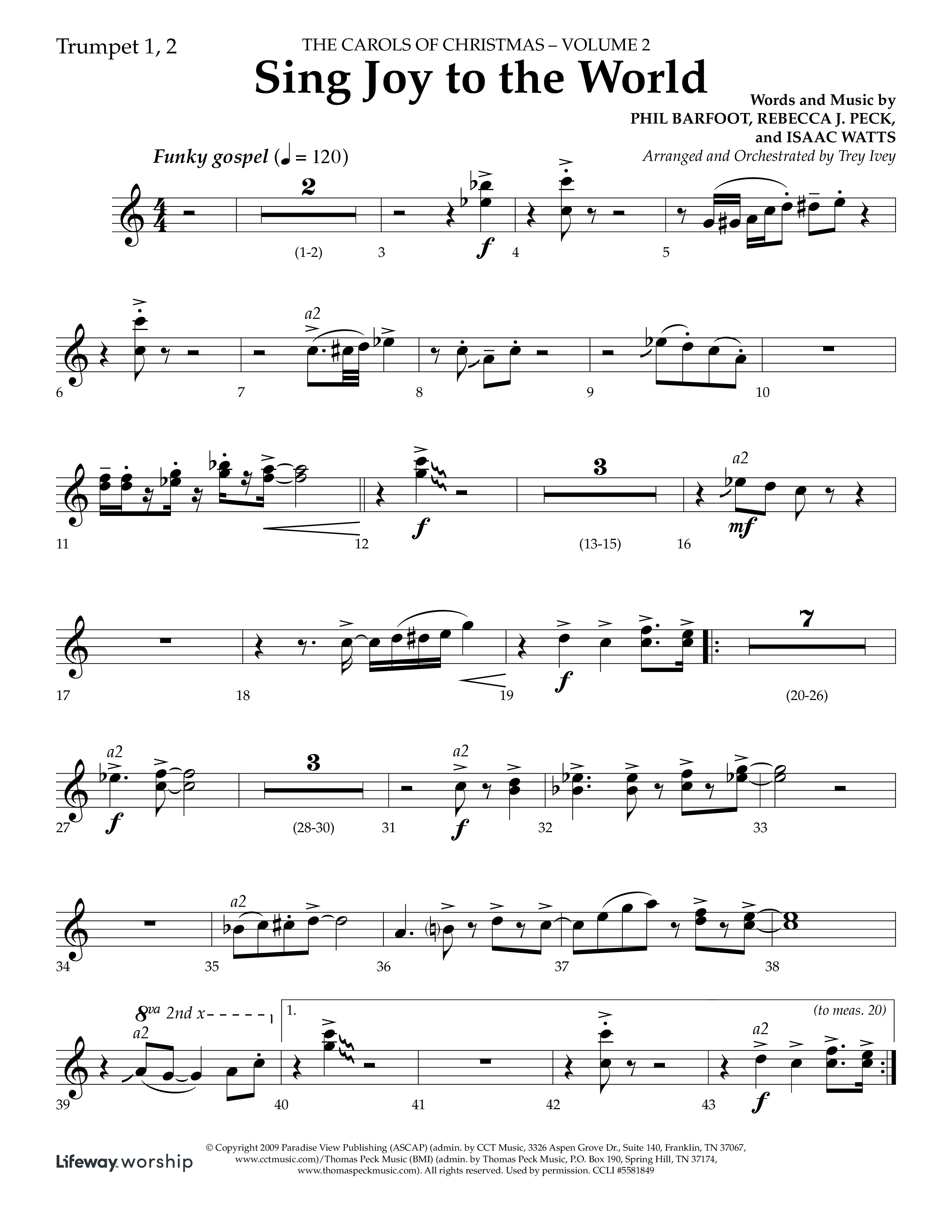 Sing Joy To The World (Choral Anthem SATB) Trumpet Sheet Music PDF (Lifeway Choral / Arr. Trey ...