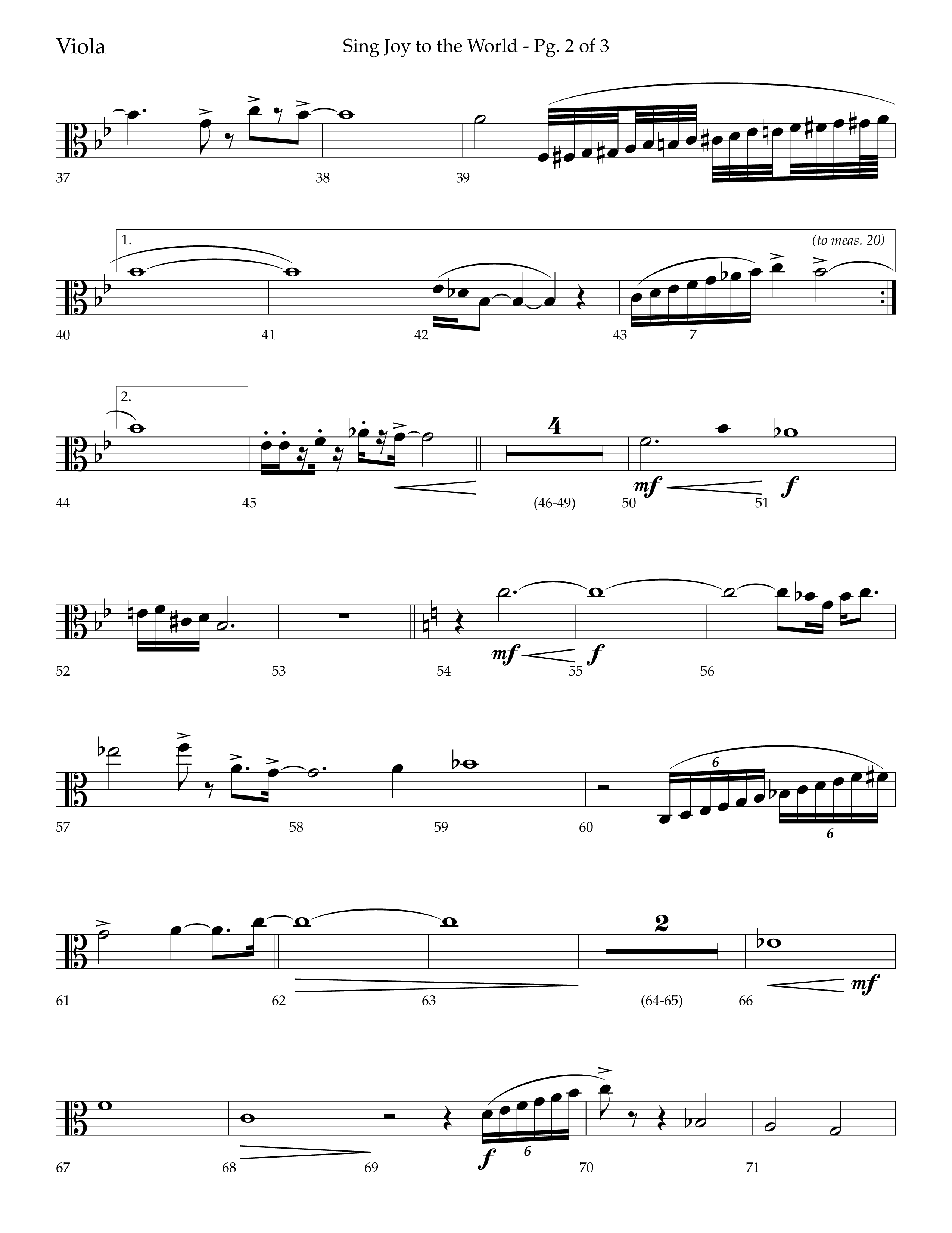 Sing Joy To The World (Choral Anthem SATB) Viola Sheet Music PDF (Lifeway Choral / Arr. Trey ...