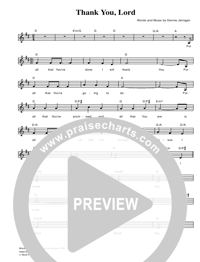 Thank You Lord Sheet Music PDF (Hillsong Worship) - PraiseCharts
