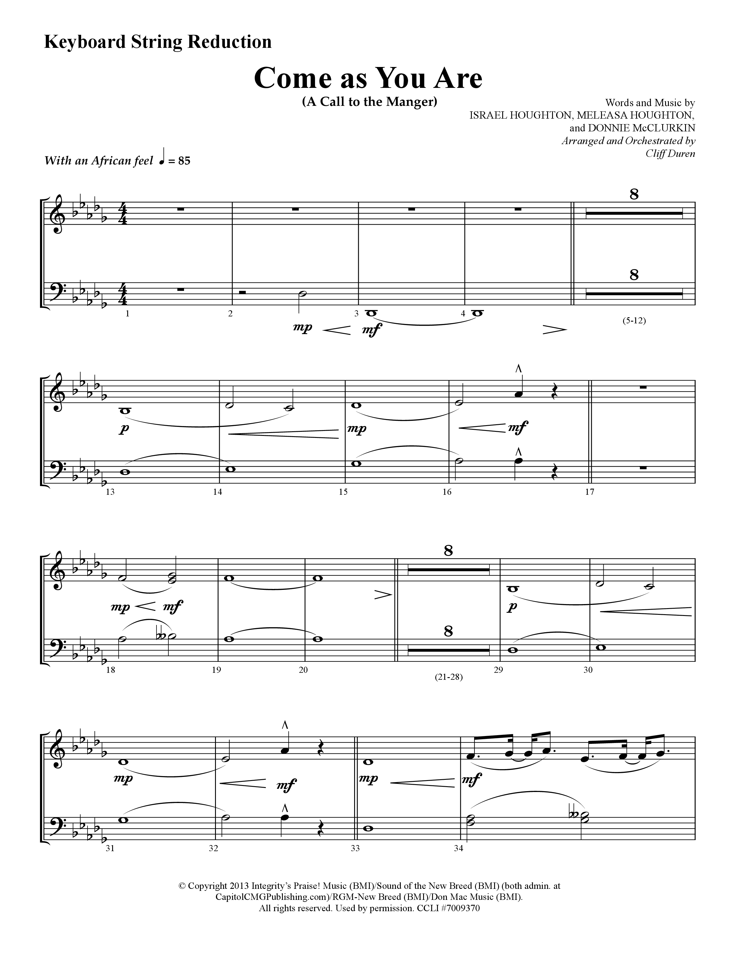 Come As You Are (Choral Anthem SATB) String Reduction Sheet Music PDF (Lifeway Choral / Arr ...