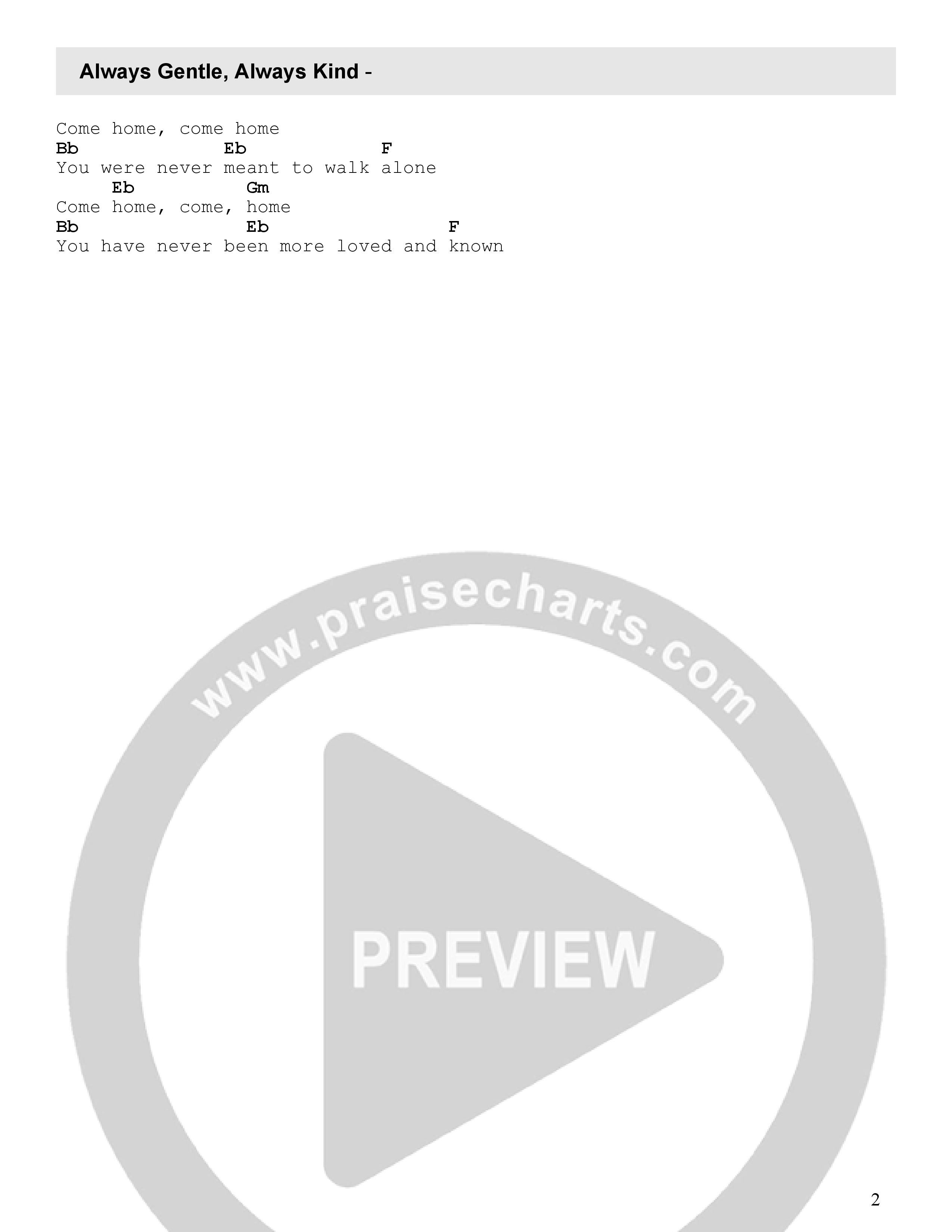 Always Gentle Always Kind Chords PDF (Gregory Brunot) - PraiseCharts