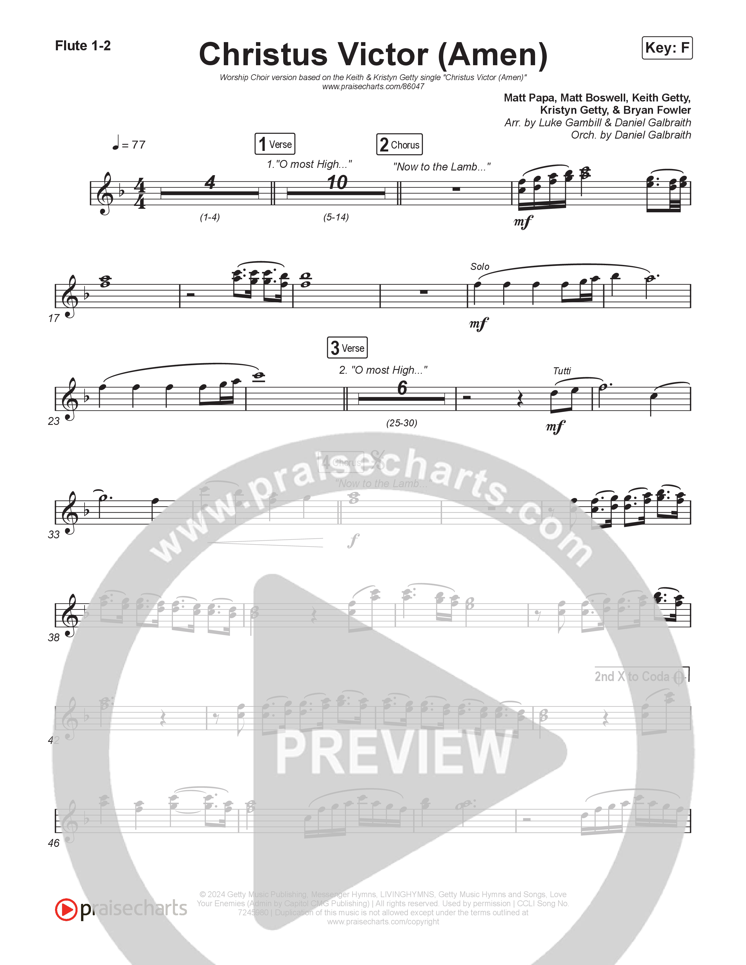 Christus Victor (Amen) (Worship Choir/SAB) Flute Sheet Music PDF (Keith ...