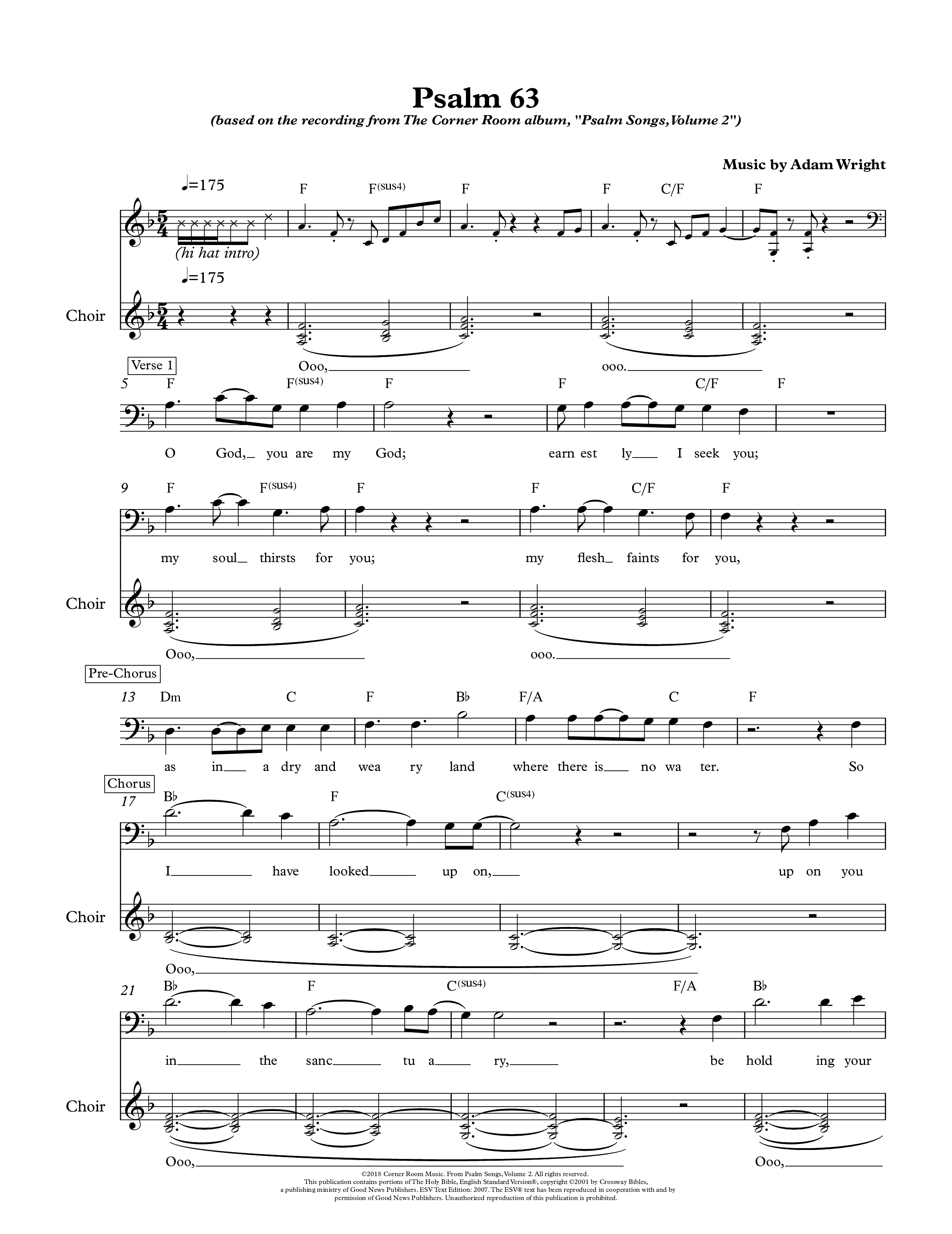 Psalm 63 Sheet Music PDF (The Corner Room) - PraiseCharts