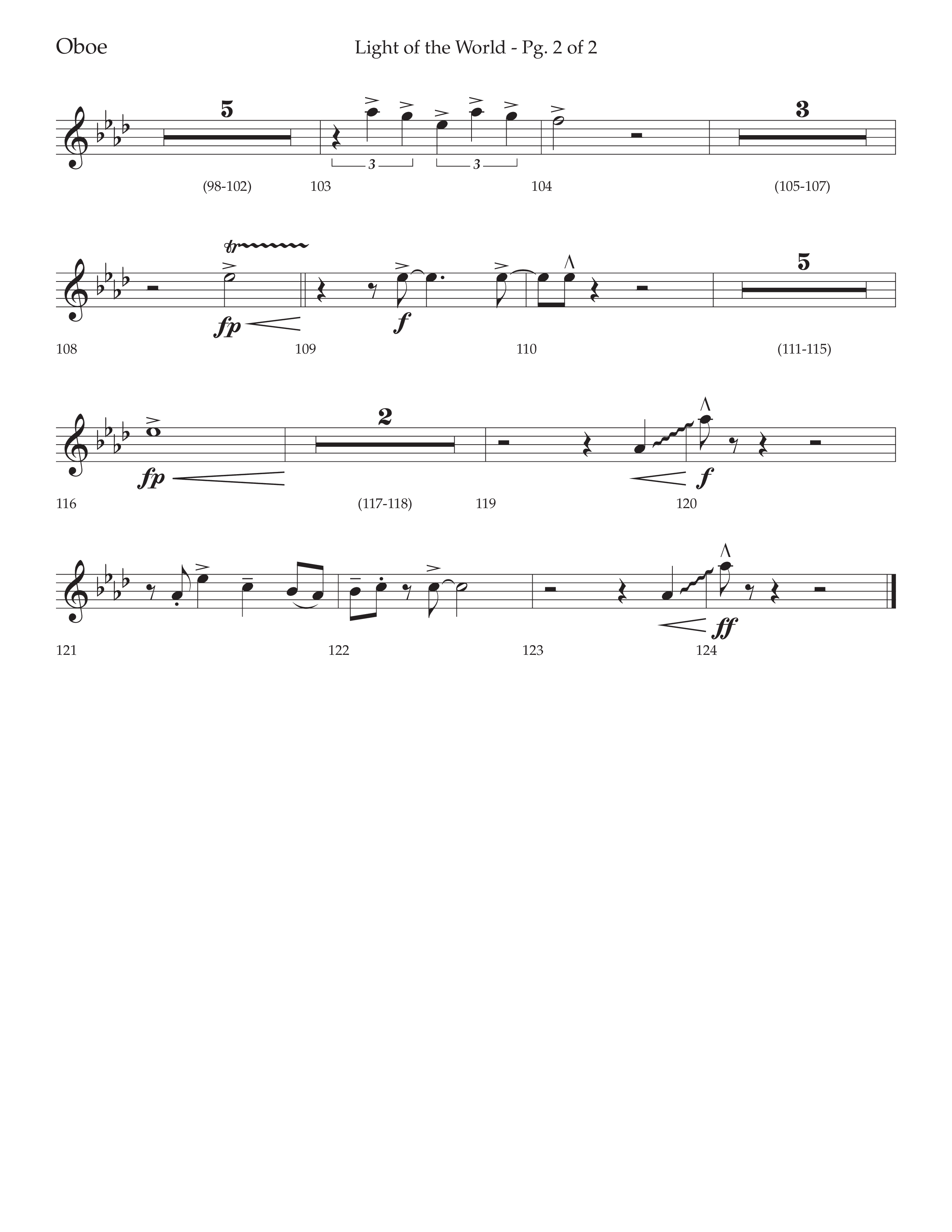 Light Of The World (Choral Anthem SATB) Oboe Sheet Music PDF (Lifeway Choral / Arr. David Wise ...