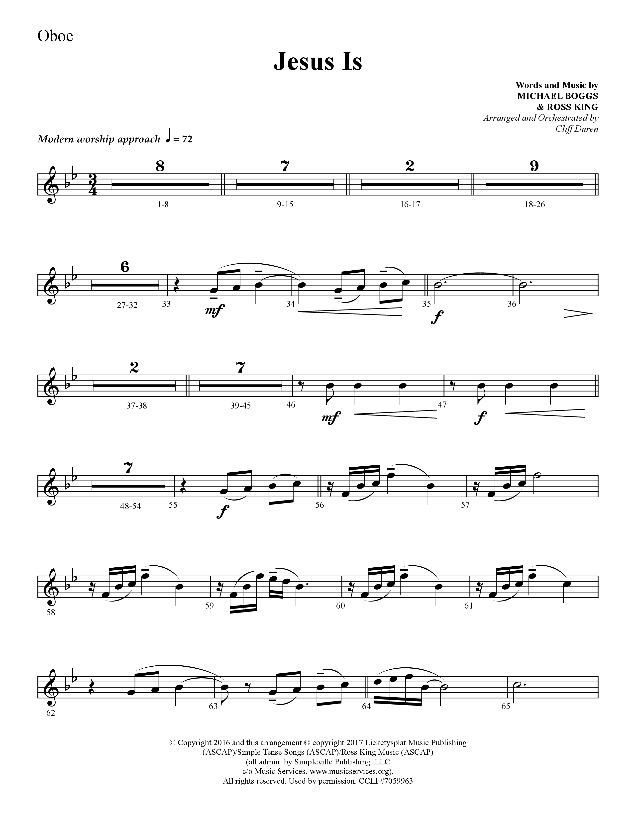 Jesus Is (Choral Anthem SATB) Oboe Sheet Music PDF (Lifeway Choral / Arr. Cliff Duren ...