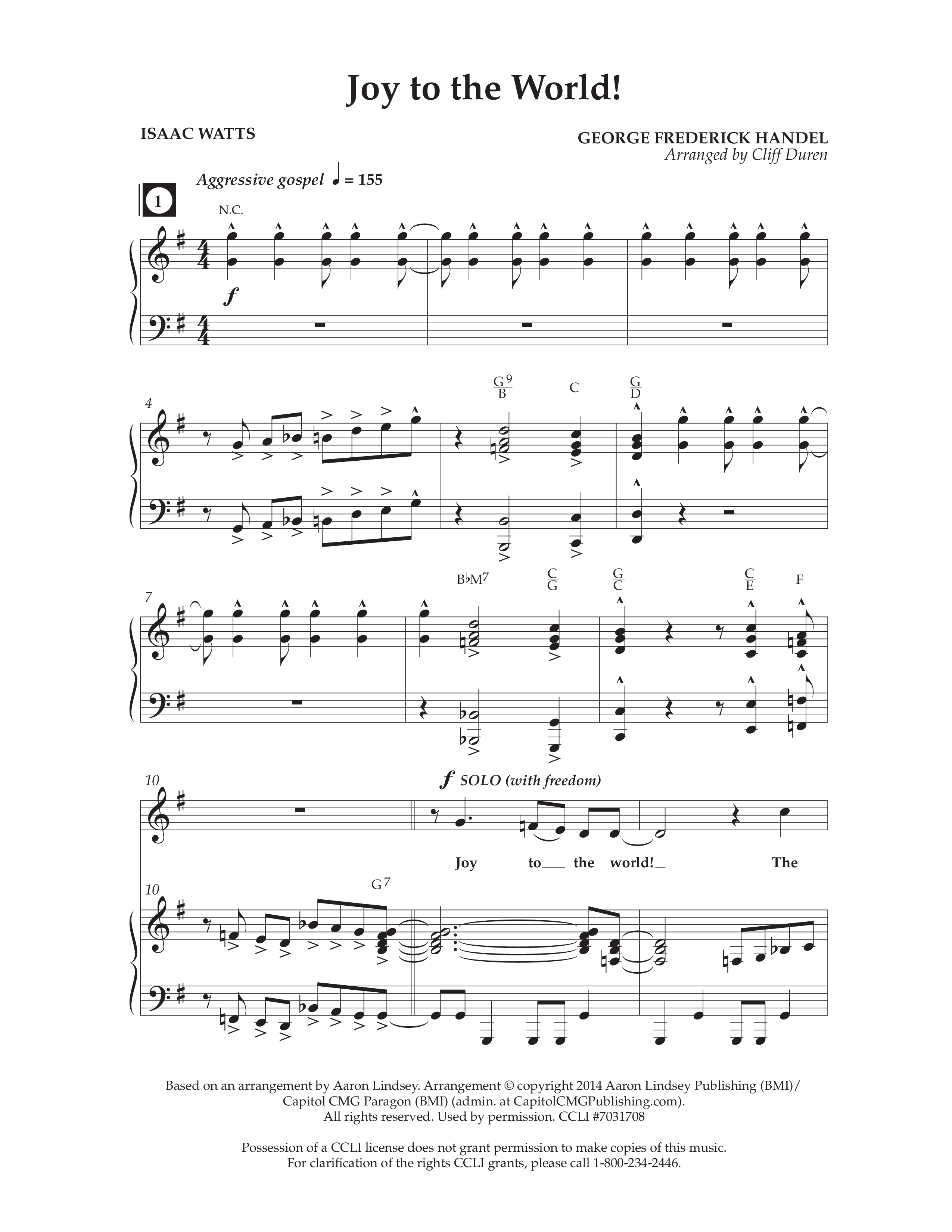 Joy To The World (Choral Anthem SATB) Sheet Music PDF (Lifeway Choral / Arr. Cliff Duren ...
