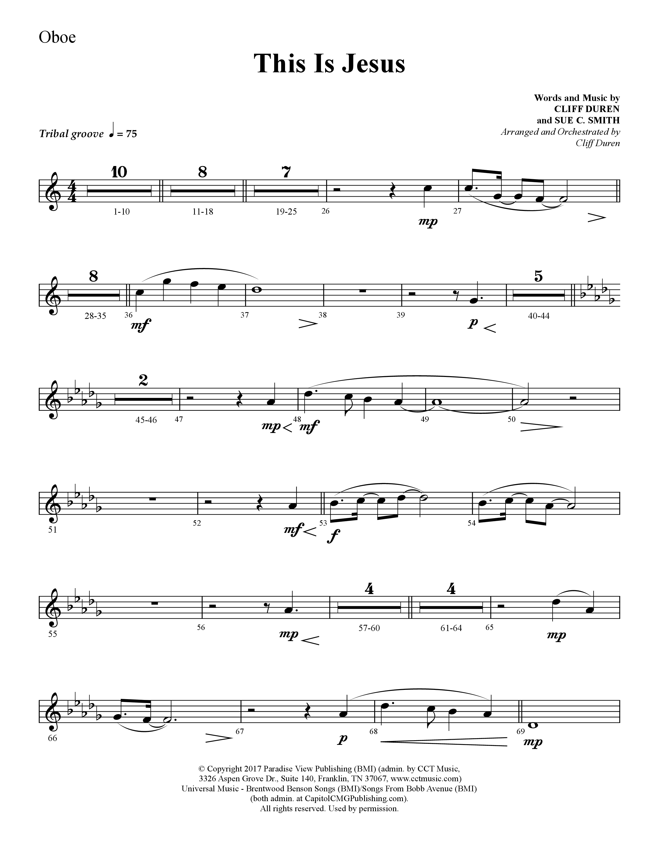 This Is Jesus (Choral Anthem SATB) Oboe Sheet Music PDF (Lifeway Choral / Arr. Cliff Duren ...