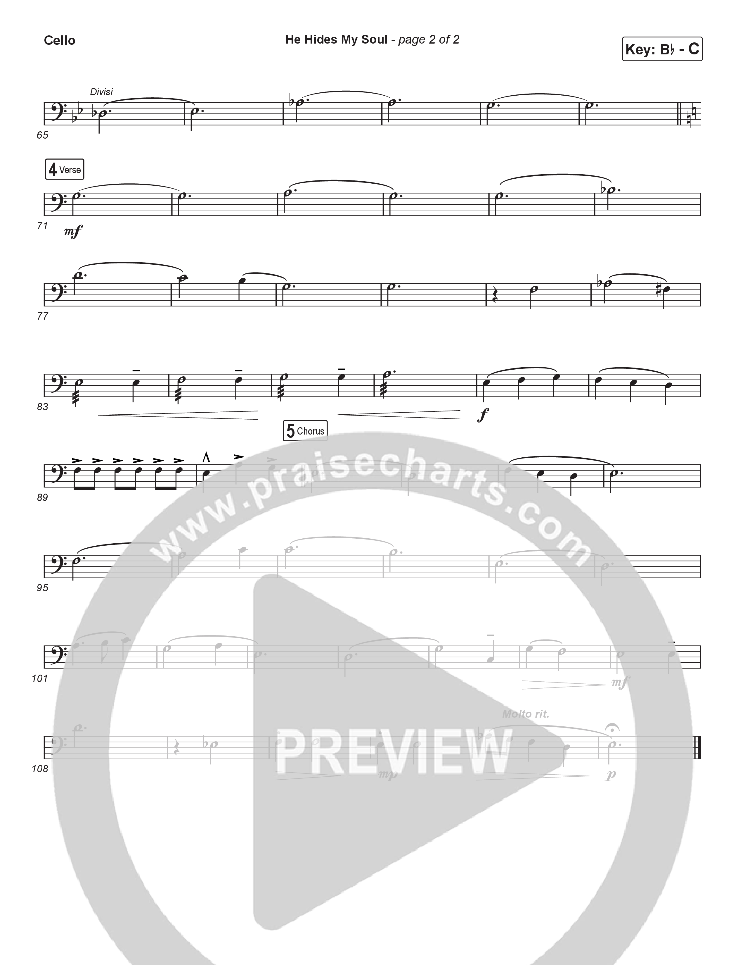 He Hides My Soul Cello Sheet Music PDF (Brad Henderson) - PraiseCharts
