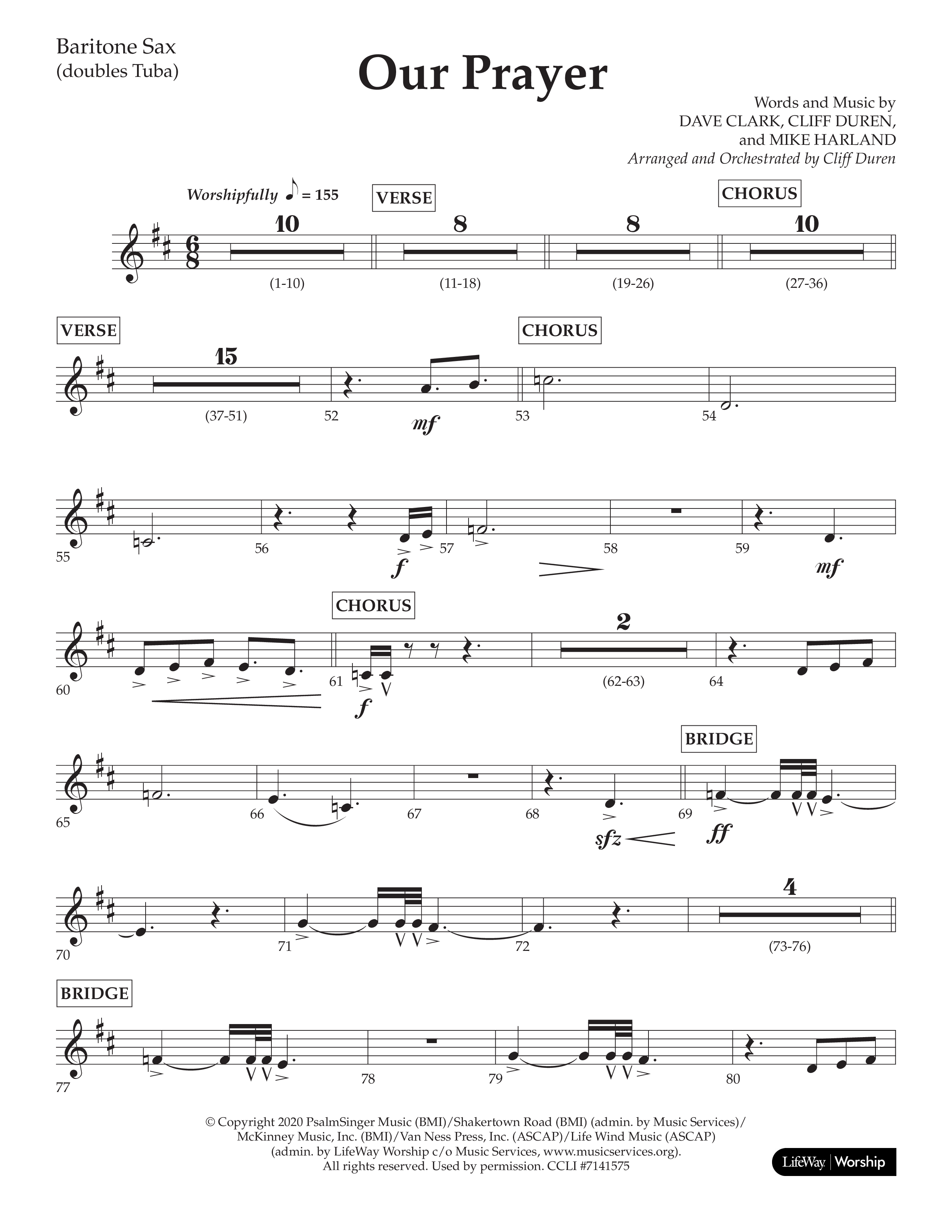 Our Prayer (Choral Anthem SATB) Bari Sax Sheet Music PDF (Lifeway ...