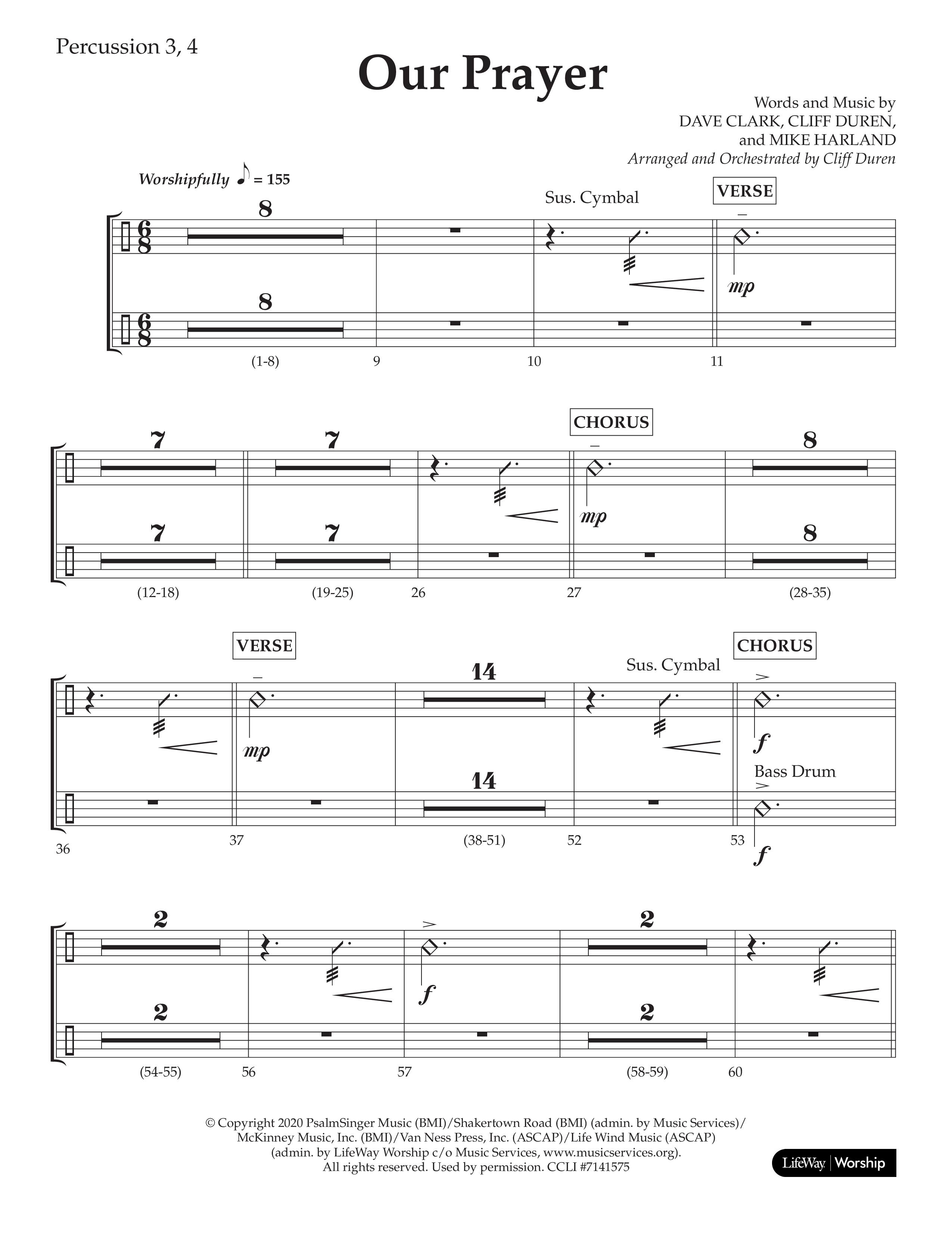 Our Prayer (Choral Anthem SATB) Percussion Sheet Music PDF (Lifeway ...