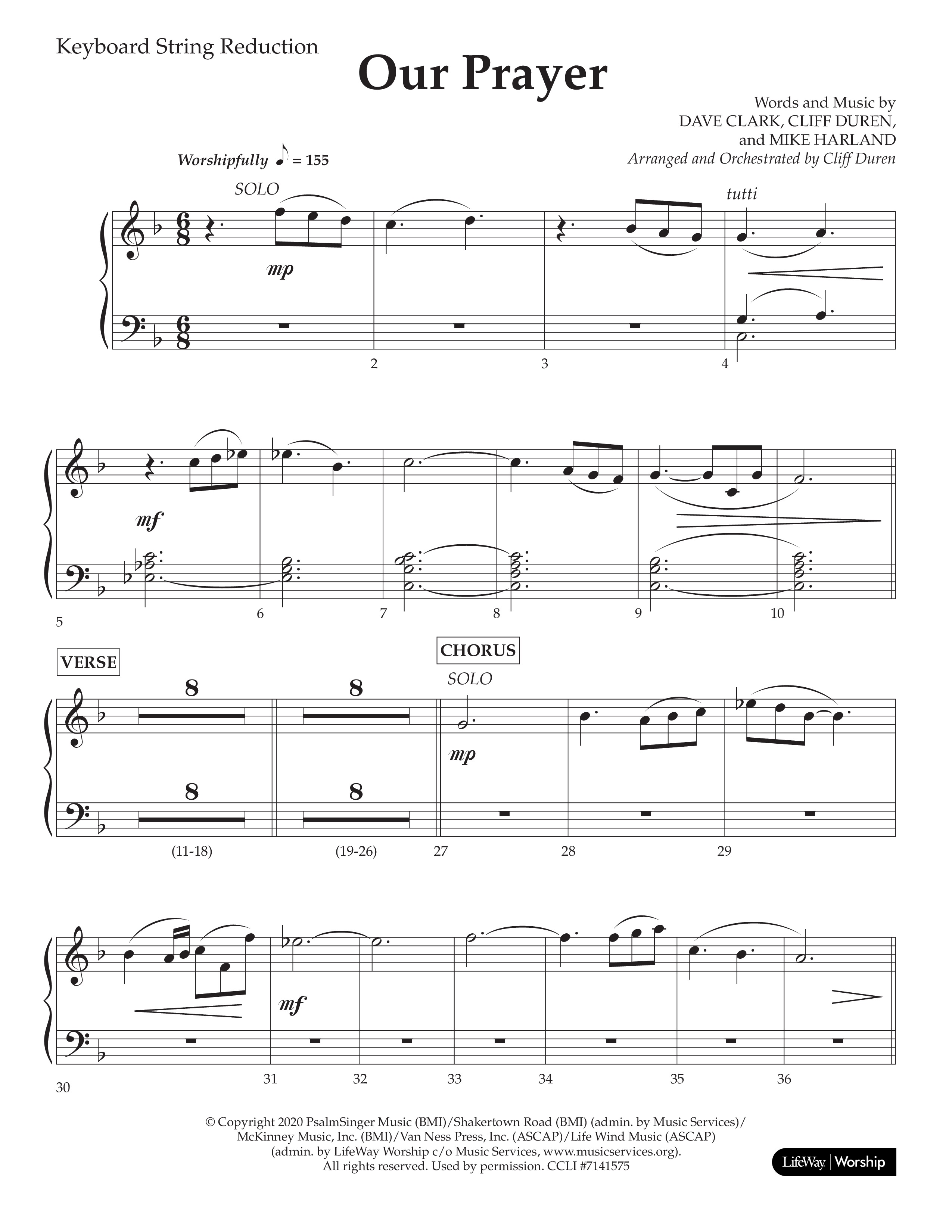 Our Prayer (Choral Anthem SATB) String Reduction Sheet Music PDF ...
