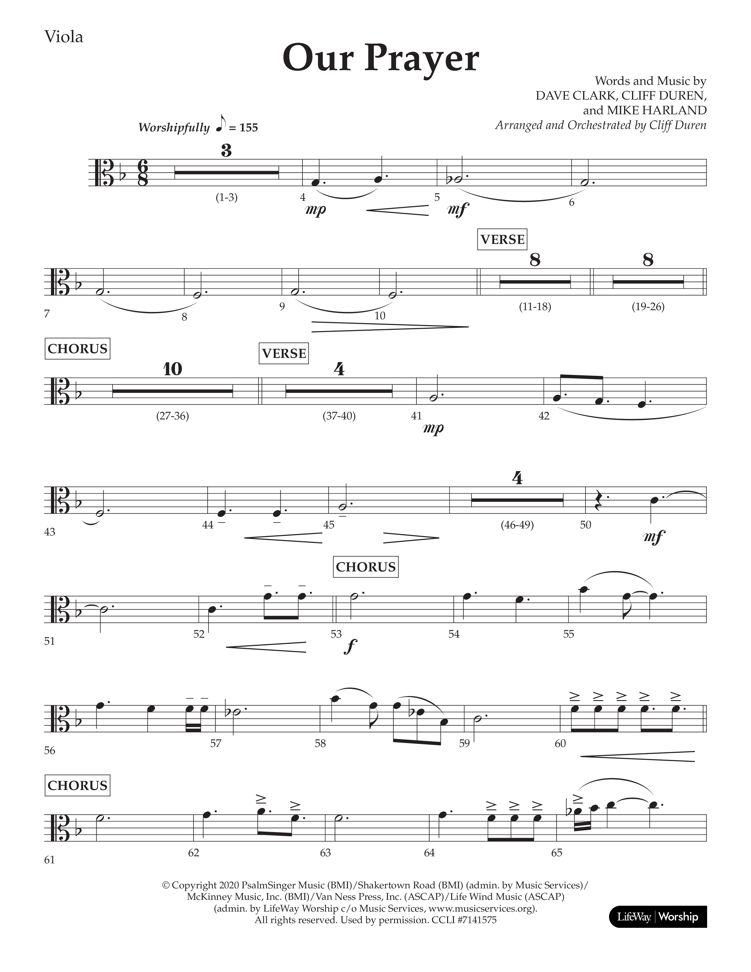 Our Prayer (Choral Anthem SATB) Viola Sheet Music PDF (Lifeway Choral ...