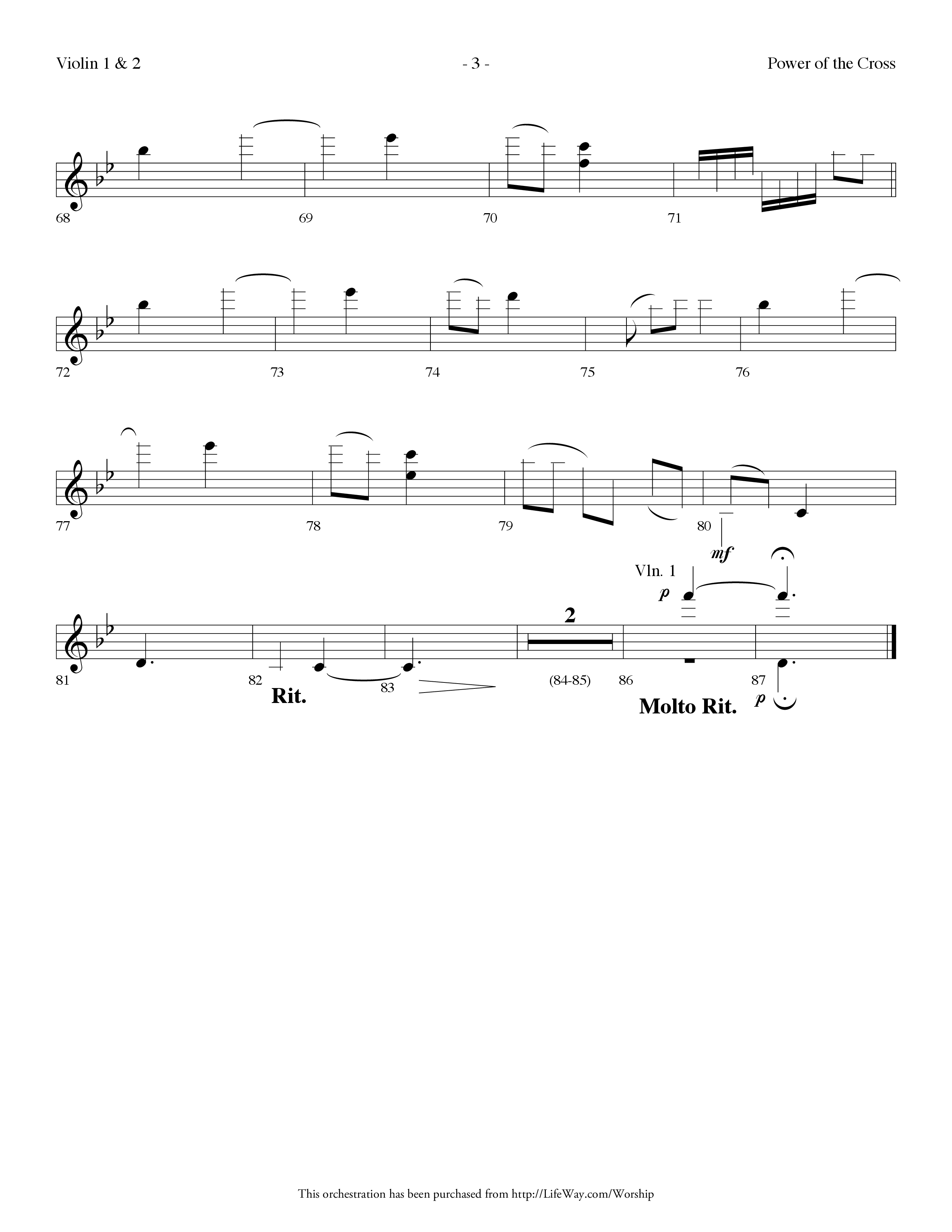 Power Of The Cross (Choral Anthem SATB) Violin Sheet Music PDF (Lifeway Choral / Arr. Dennis ...