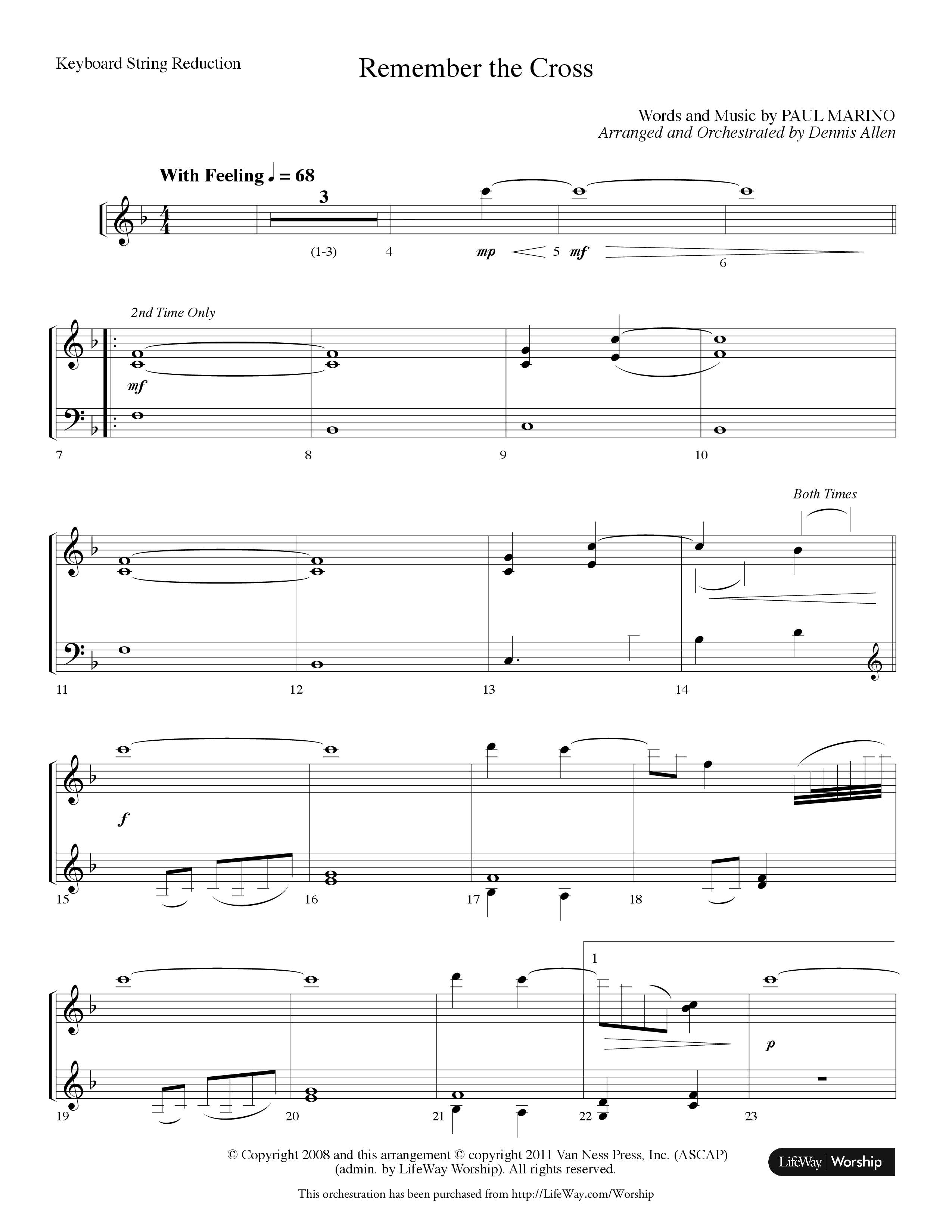 Remember The Cross (Choral Anthem SATB) String Reduction Sheet Music PDF (Lifeway Choral / Arr ...