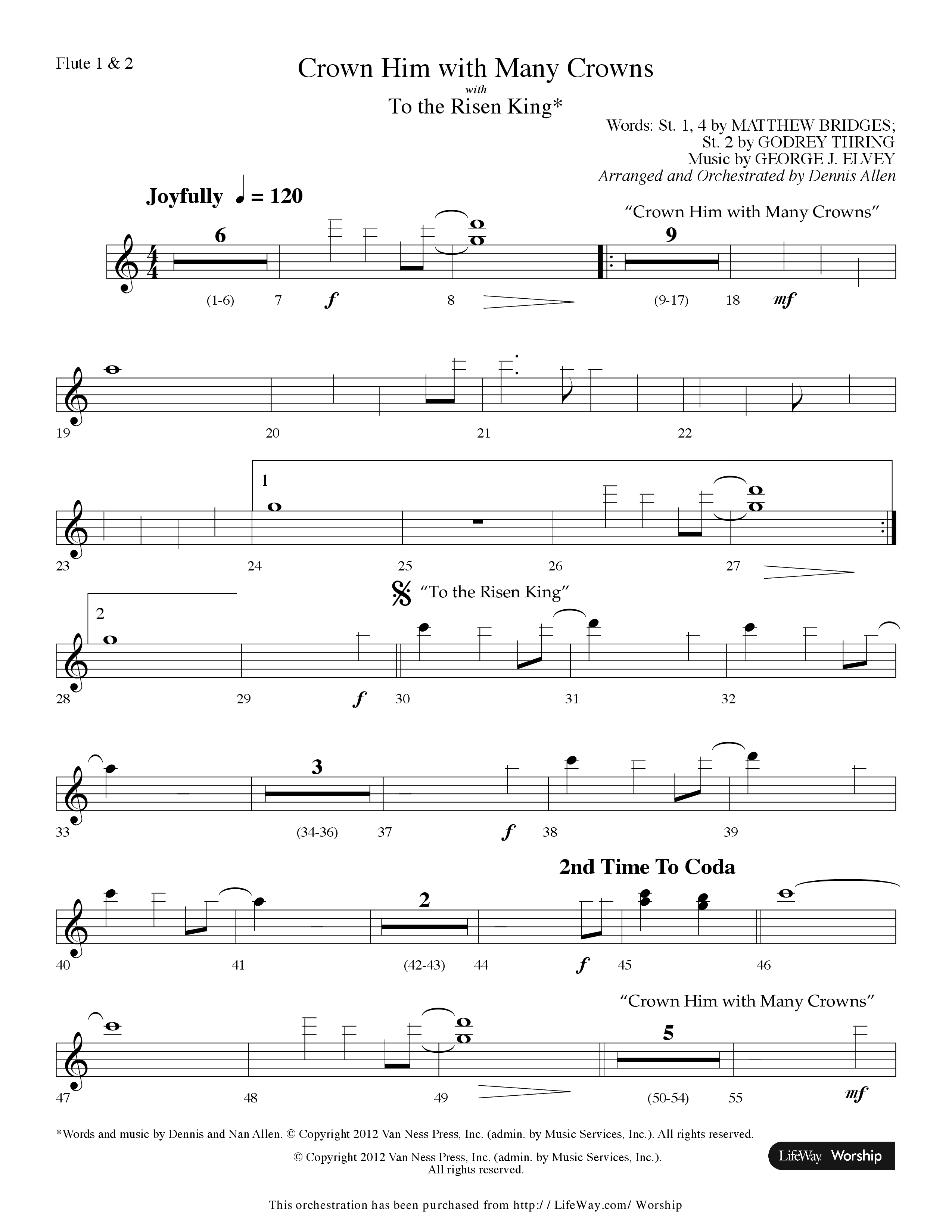 Crown Him With Many Crowns (with To The Risen King) (Choral Anthem SATB) Flute Sheet Music PDF ...