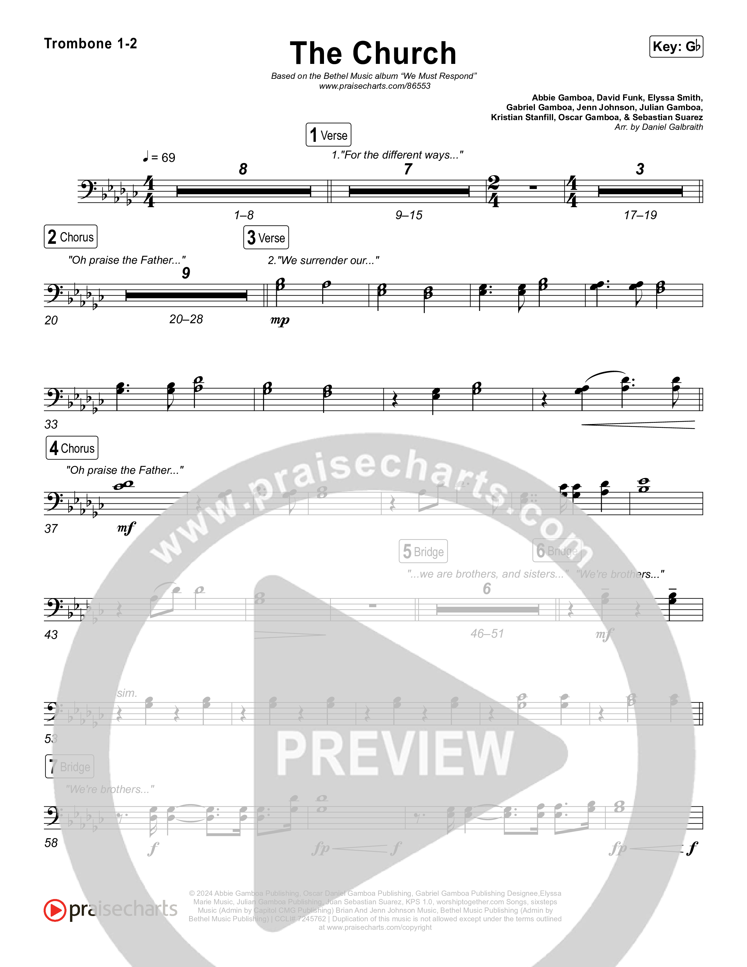 The Church (Live) Trombone Sheet Music PDF (Bethel Music) - PraiseCharts