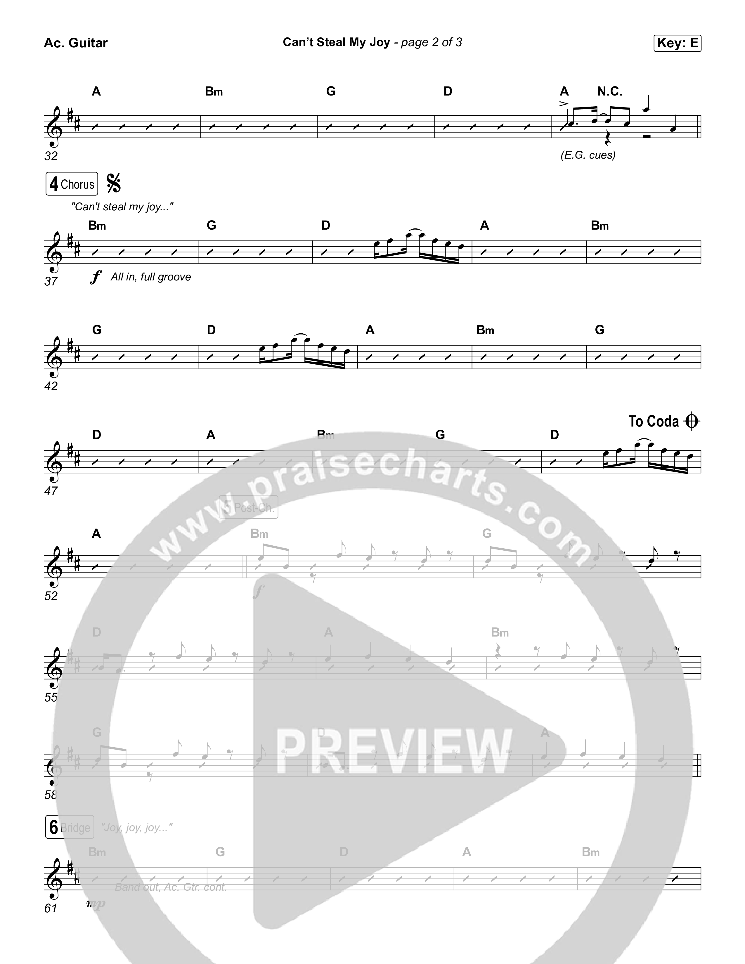 Can't Steal My Joy Acoustic Guitar Sheet Music PDF (Josiah Queen) - PraiseCharts