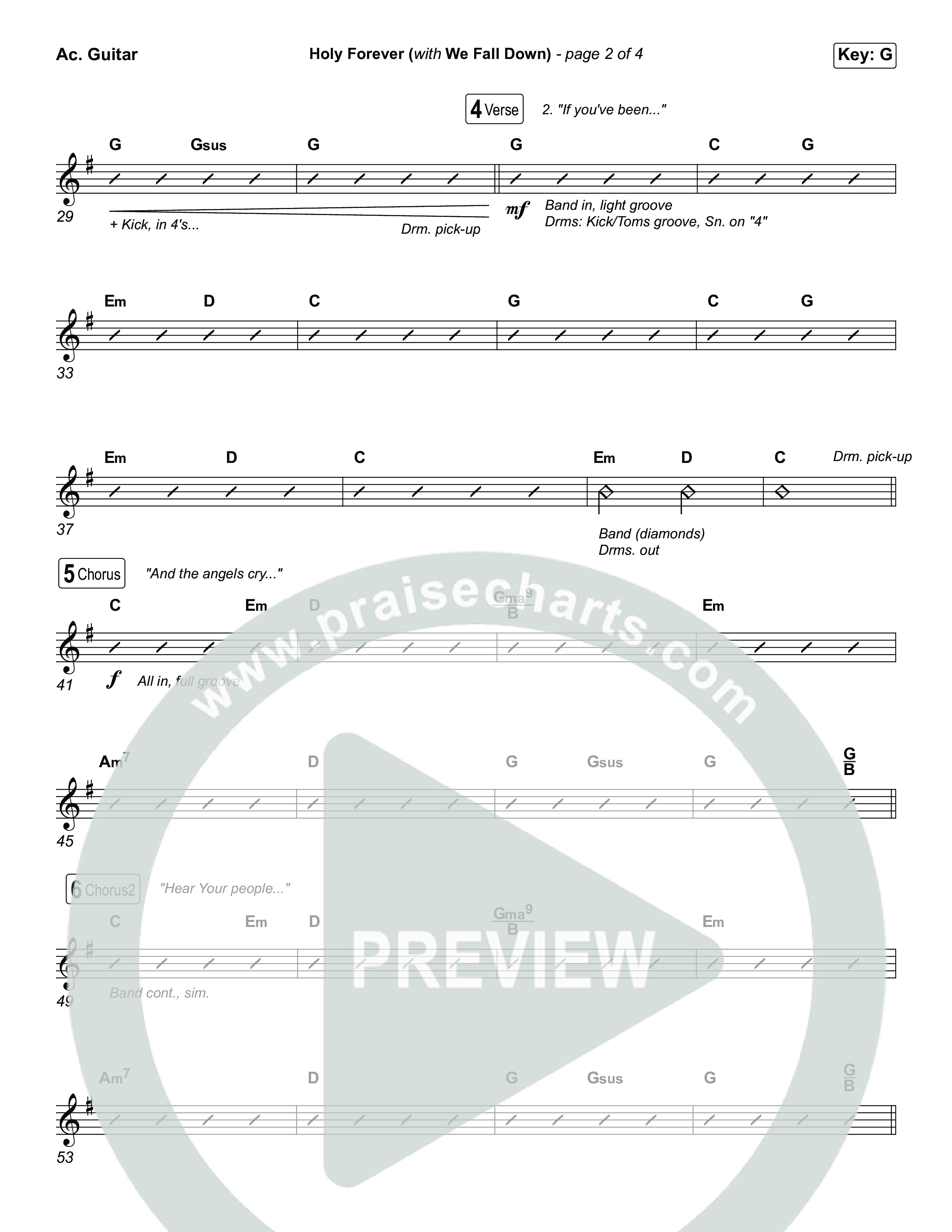 Holy Forever / We Fall Down (Choral/SATB) Acoustic Guitar Sheet Music ...