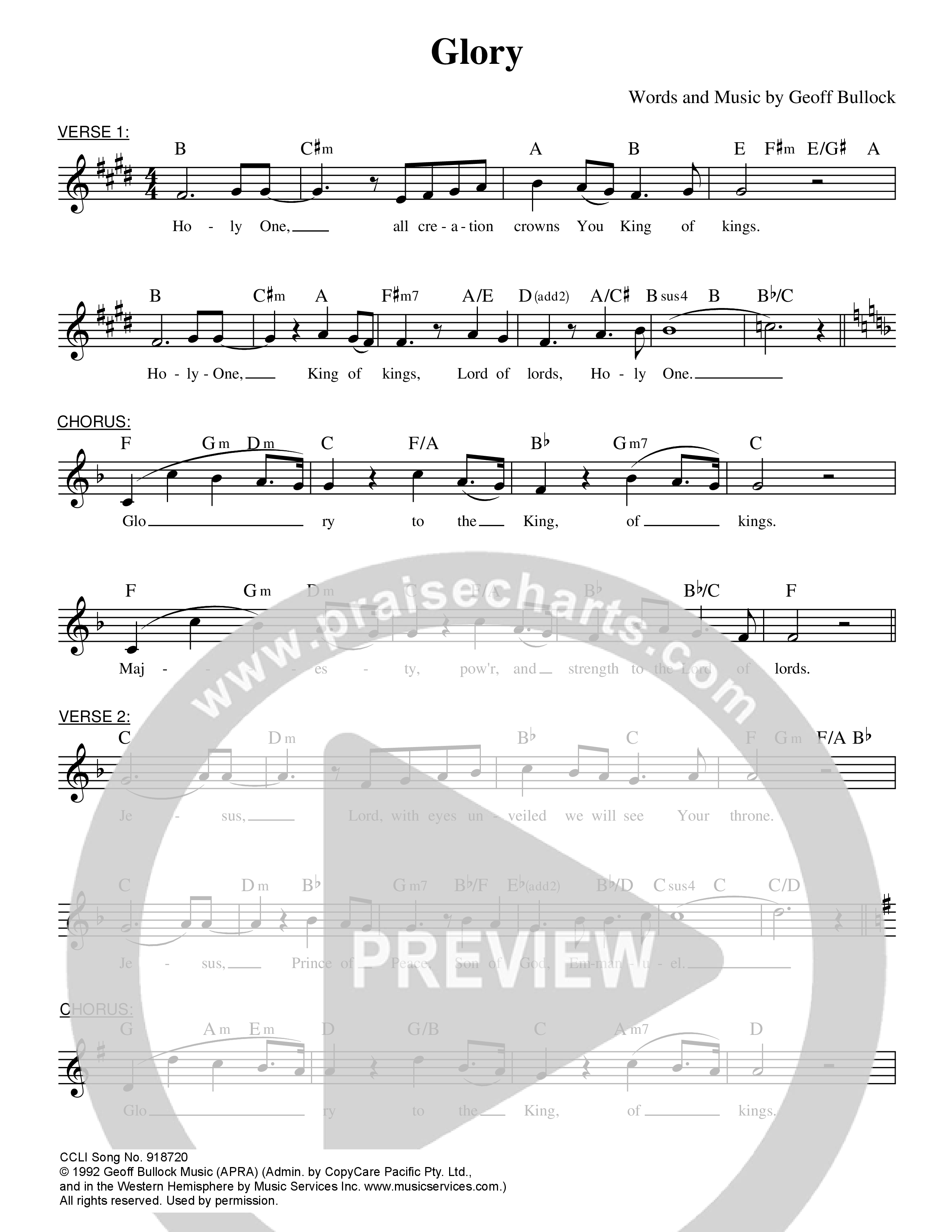 Glory Sheet Music PDF (Hillsong Worship) - PraiseCharts