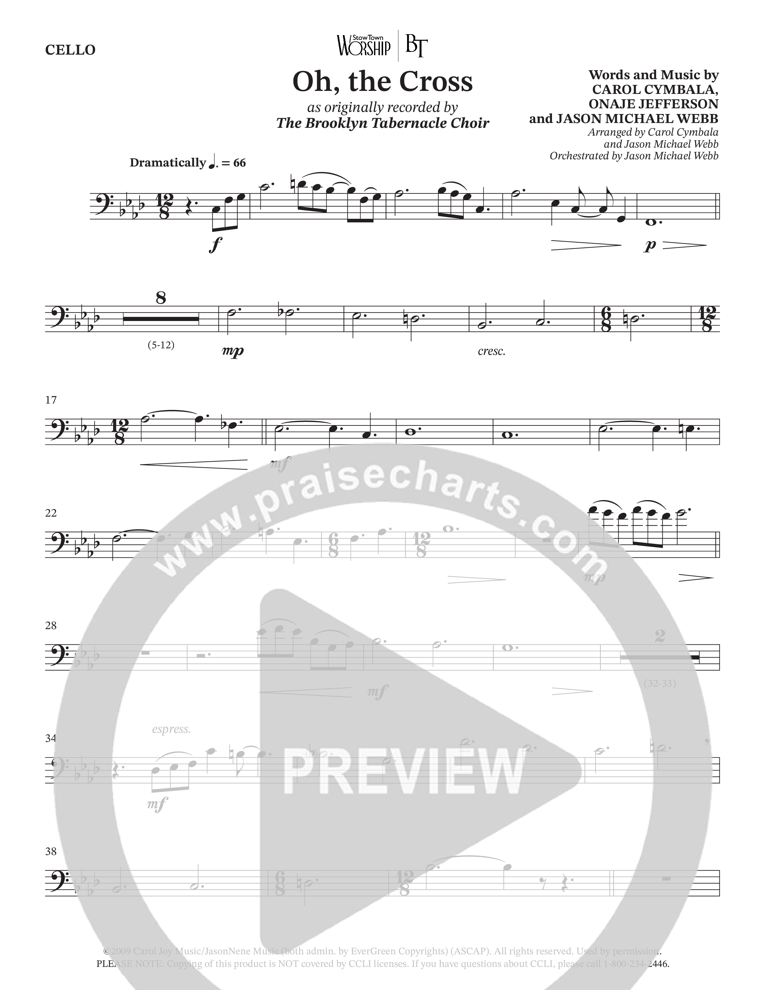 Oh The Cross (Choral Anthem SATB) Cello Sheet Music PDF (The Brooklyn Tabernacle Choir / Arr ...