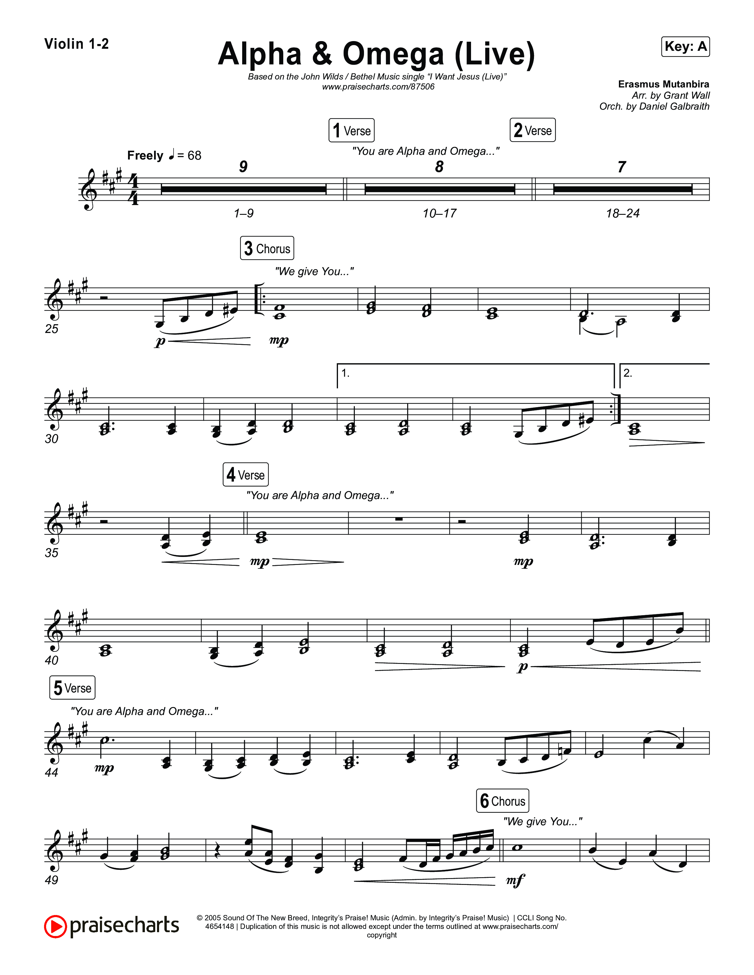 Alpha And Omega (Live) Violin Sheet Music PDF (John Wilds / Bethel ...