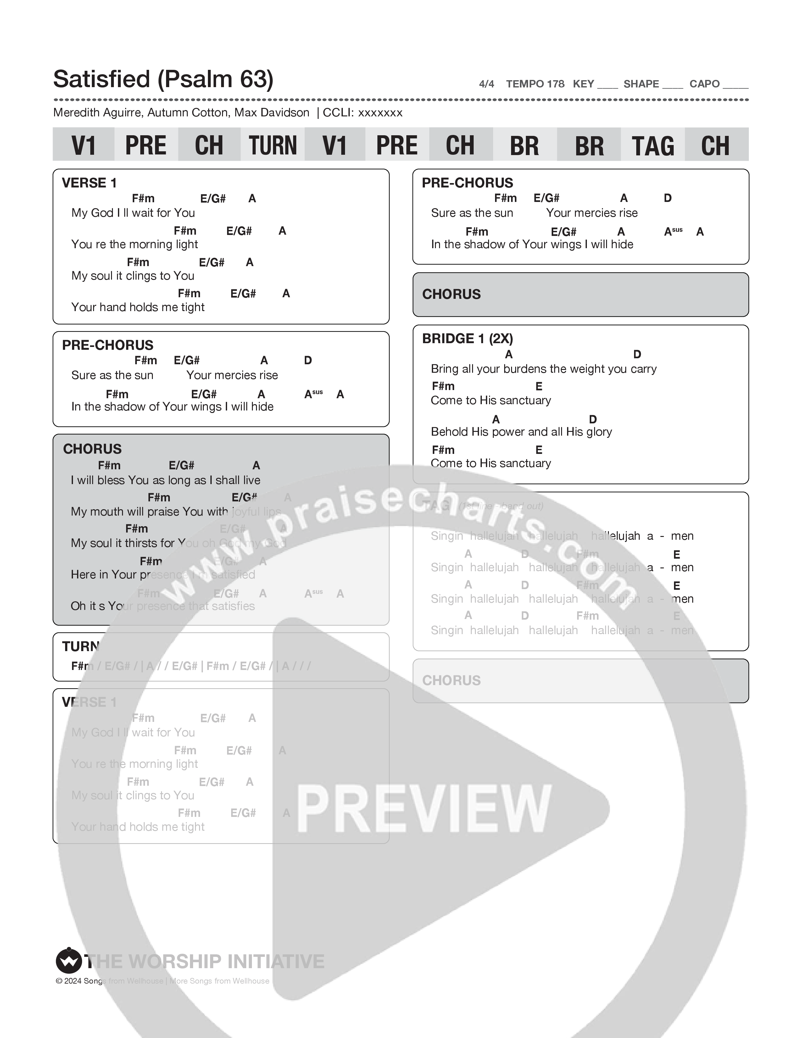 Satisfied (Psalm 63) Chords PDF (The Worship Initiative) - PraiseCharts