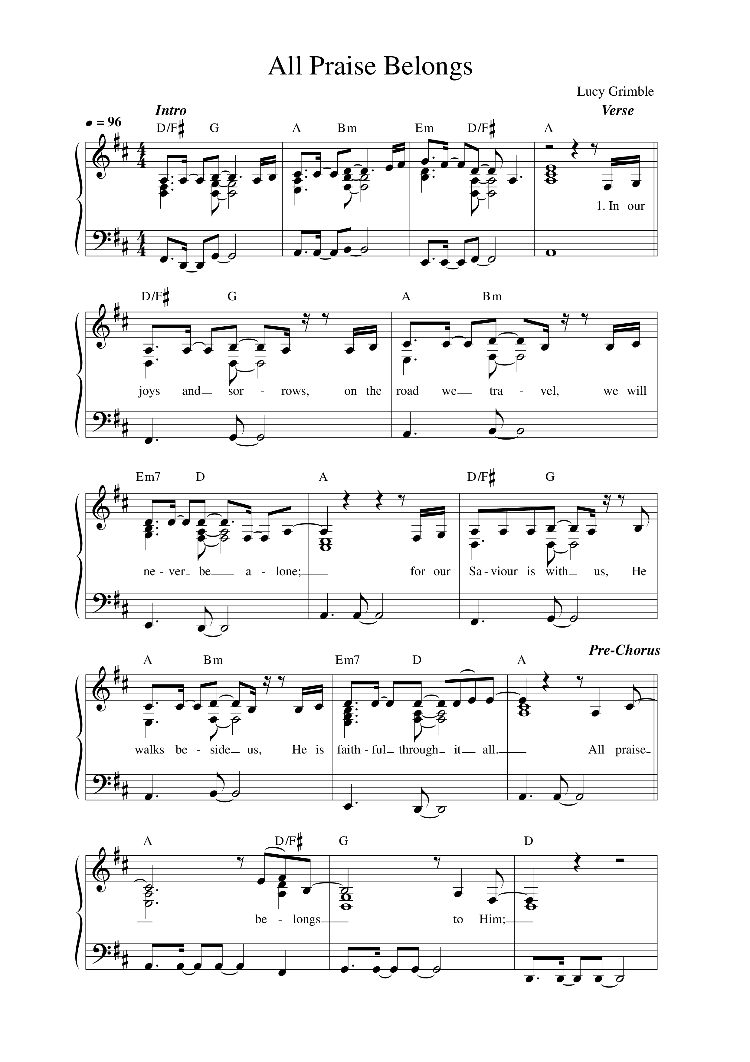 All Praise Belongs (Live) Sheet Music PDF (Lucy Grimble) - PraiseCharts