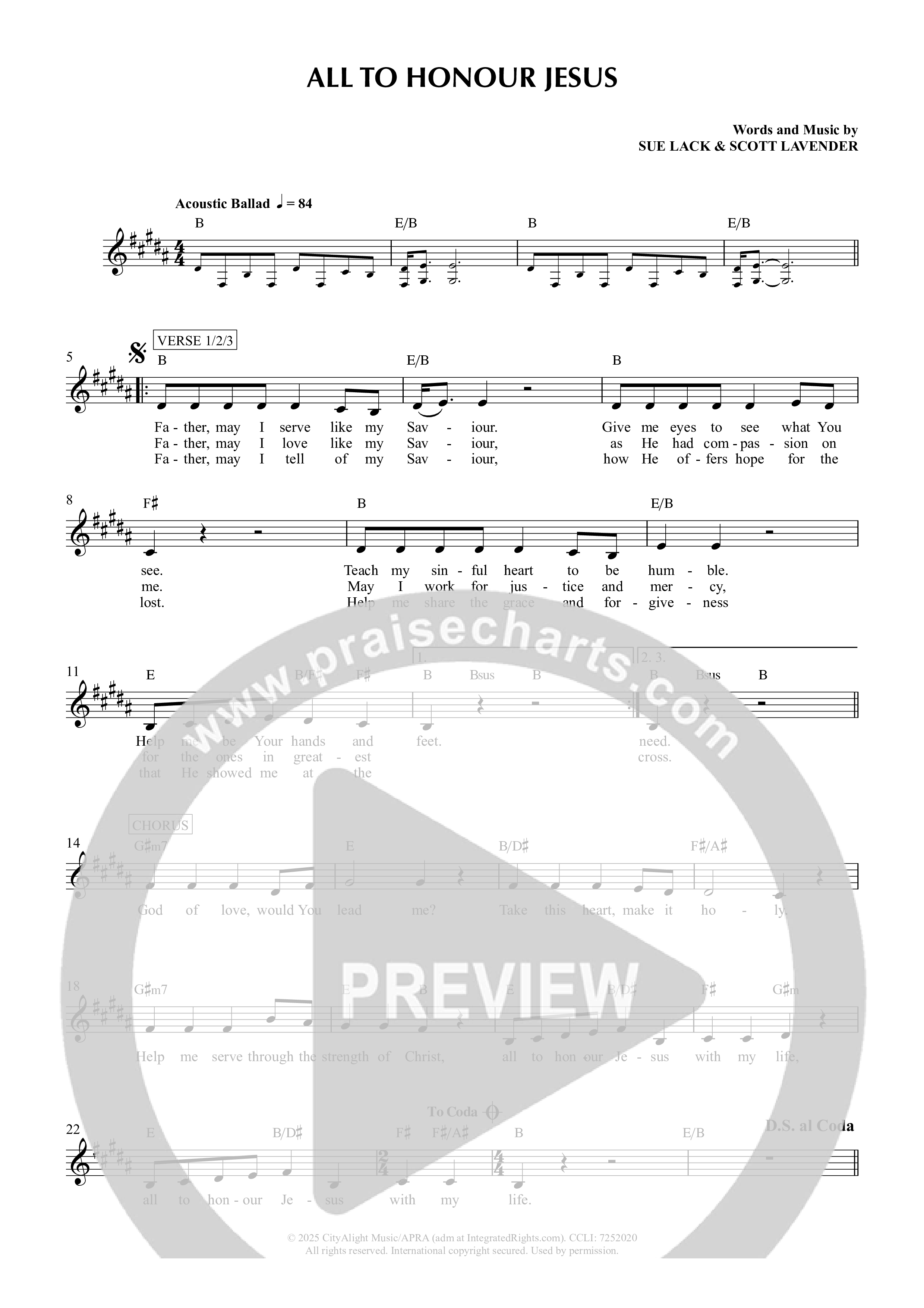 All To Honour Jesus Sheet Music PDF (CityAlight) - PraiseCharts