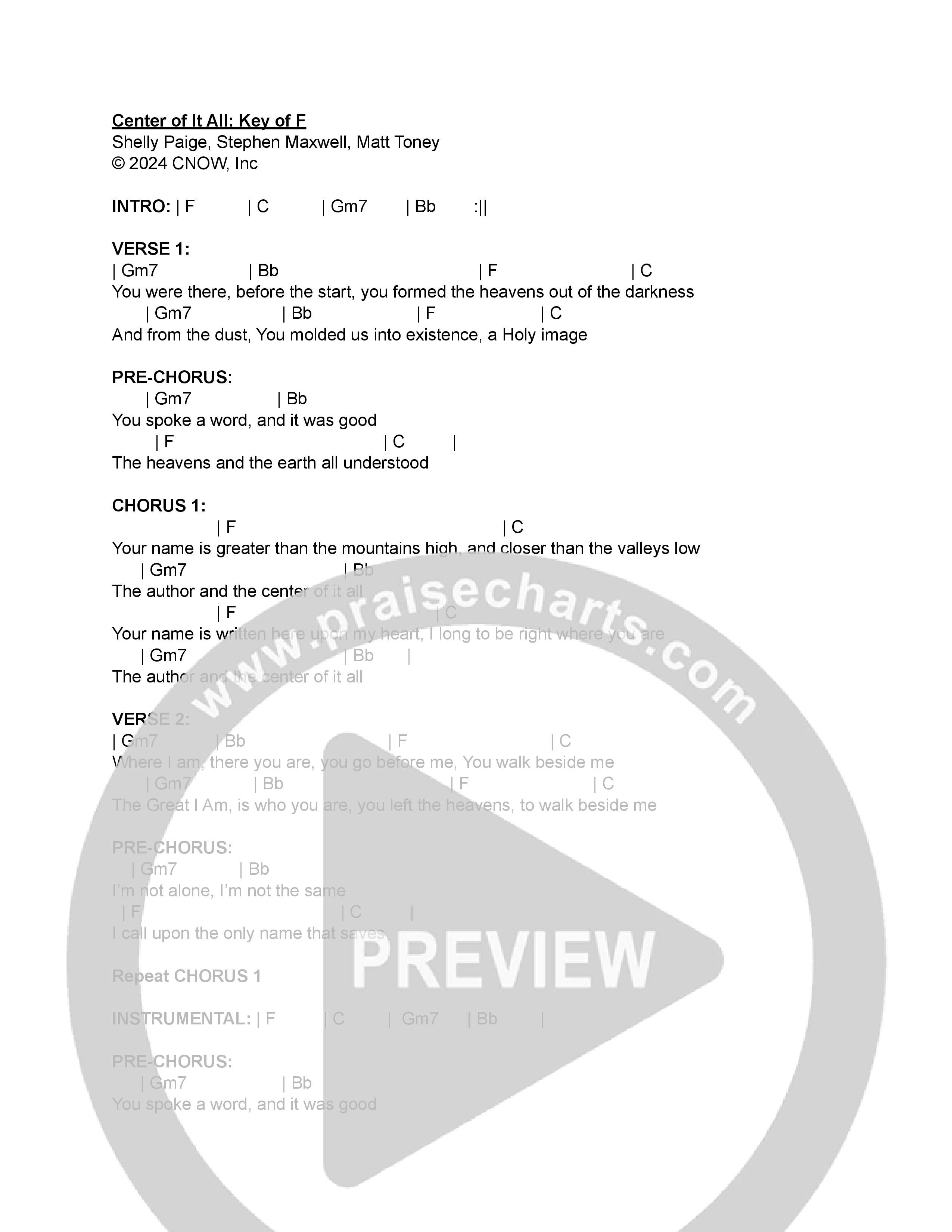 Center Of It All Chords PDF (CNOW United) - PraiseCharts