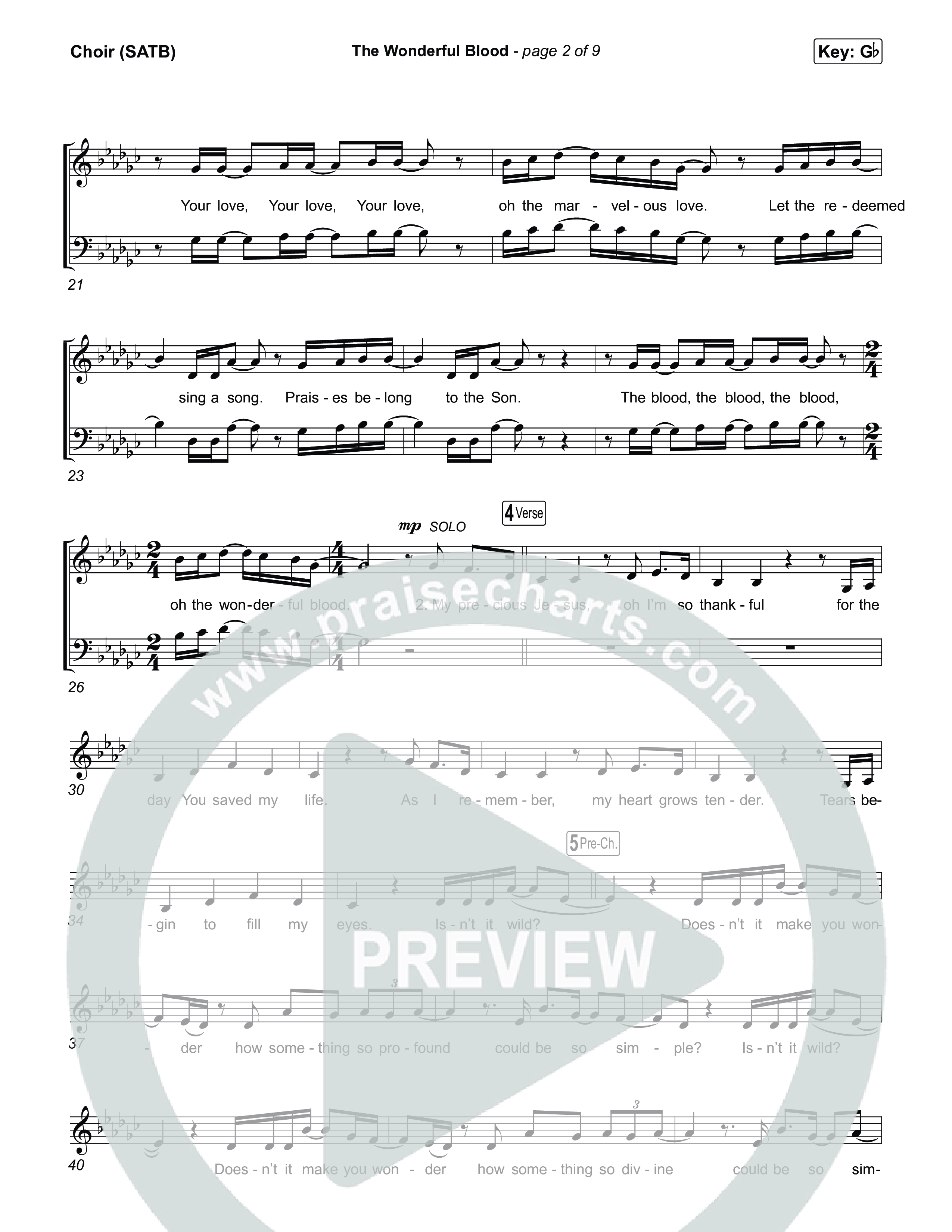The Wonderful Blood (Choral/SATB) Choral Anthem Sheet Music PDF (Travis ...