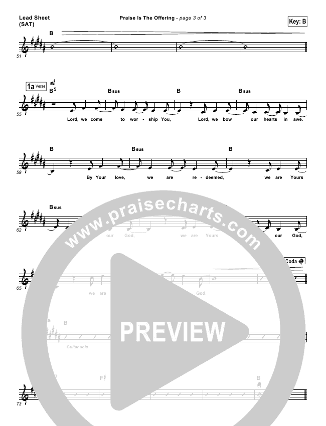 Praise Is The Offering Sheet Music PDF (Gateway Worship) - PraiseCharts