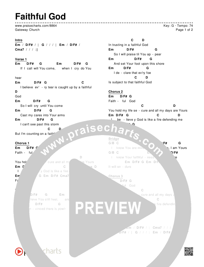 Faithful God Chords PDF (Gateway Worship) - PraiseCharts