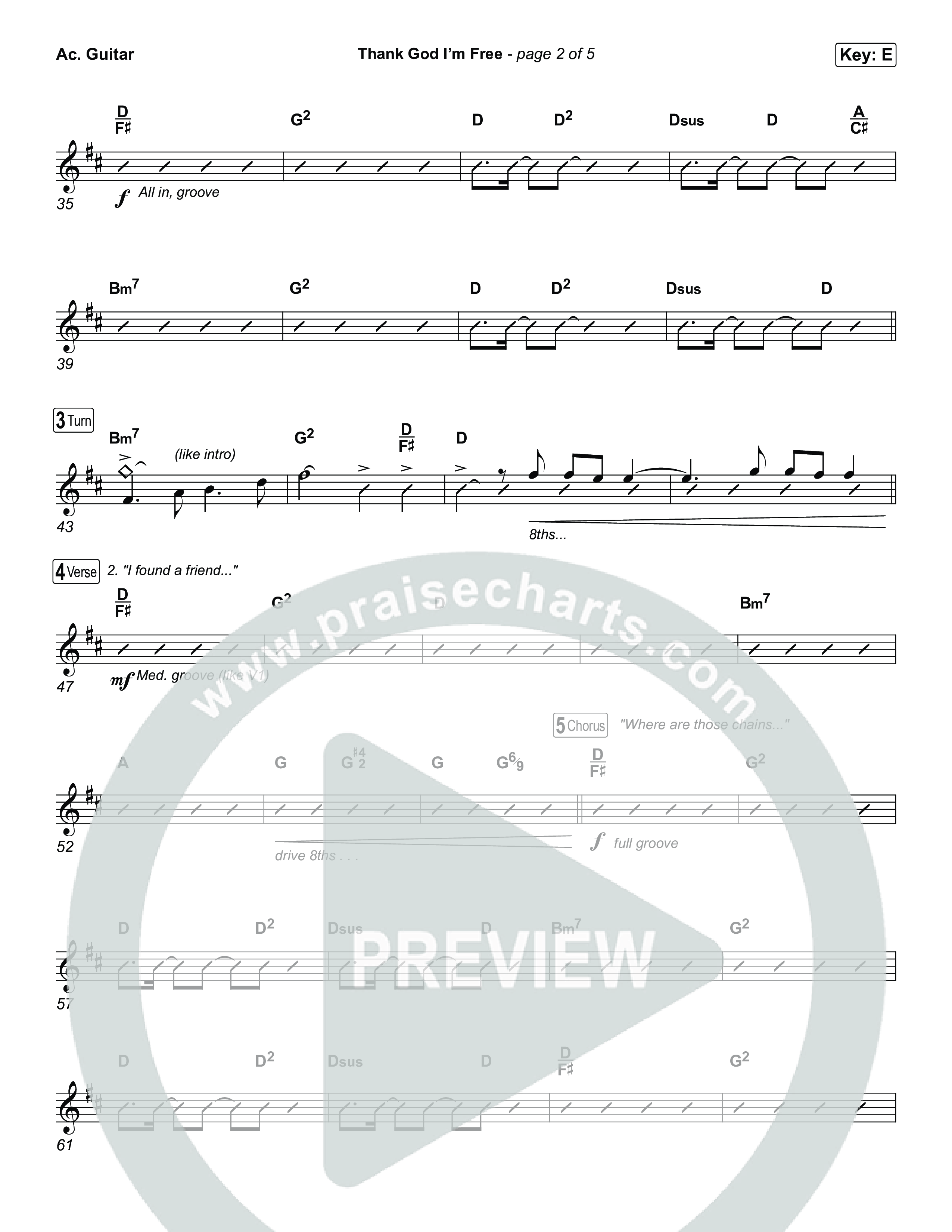 Thank God I'm Free Acoustic Guitar Sheet Music PDF (ELEVATION RHYTHM ...