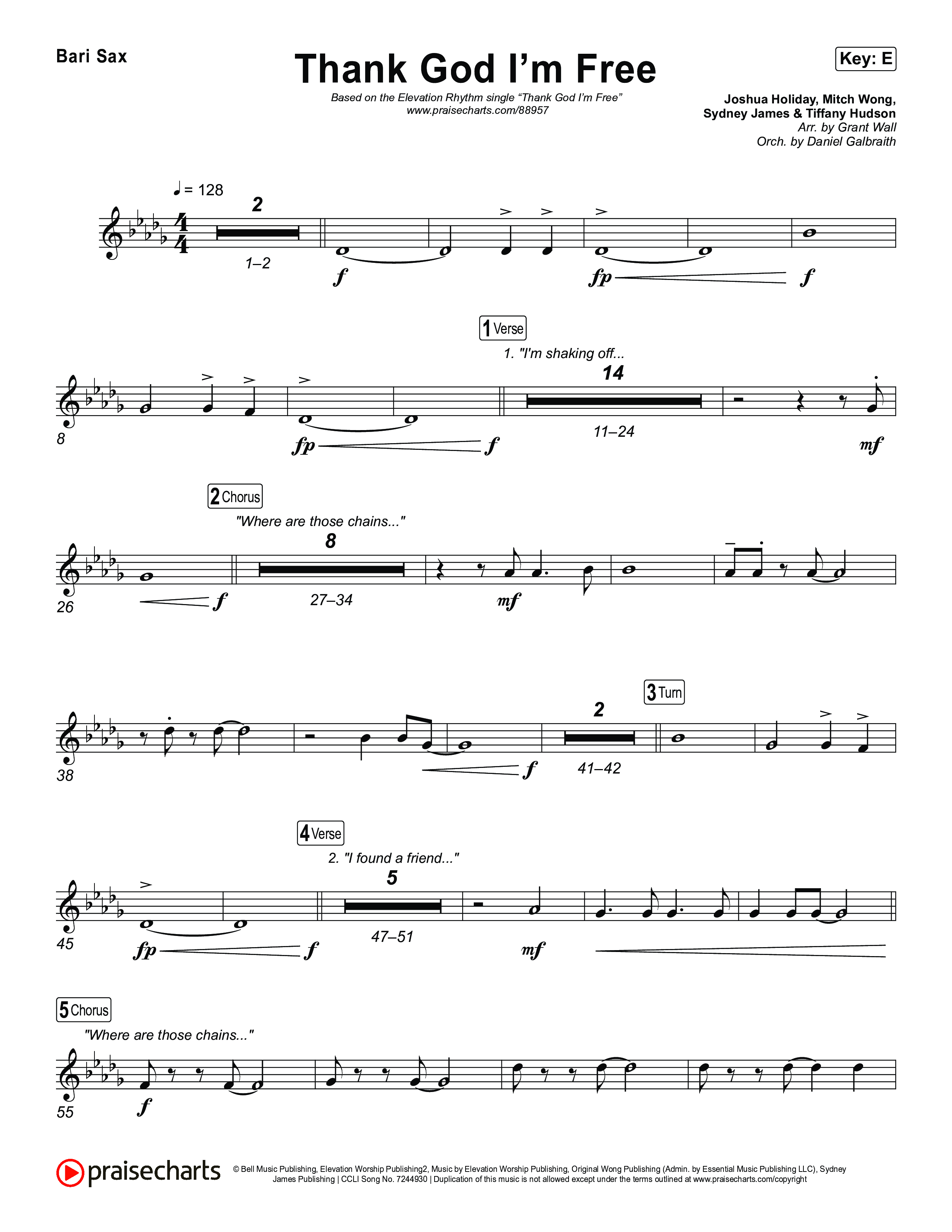Thank God I'm Free Bari Sax Sheet Music PDF (ELEVATION RHYTHM / Lizzie ...