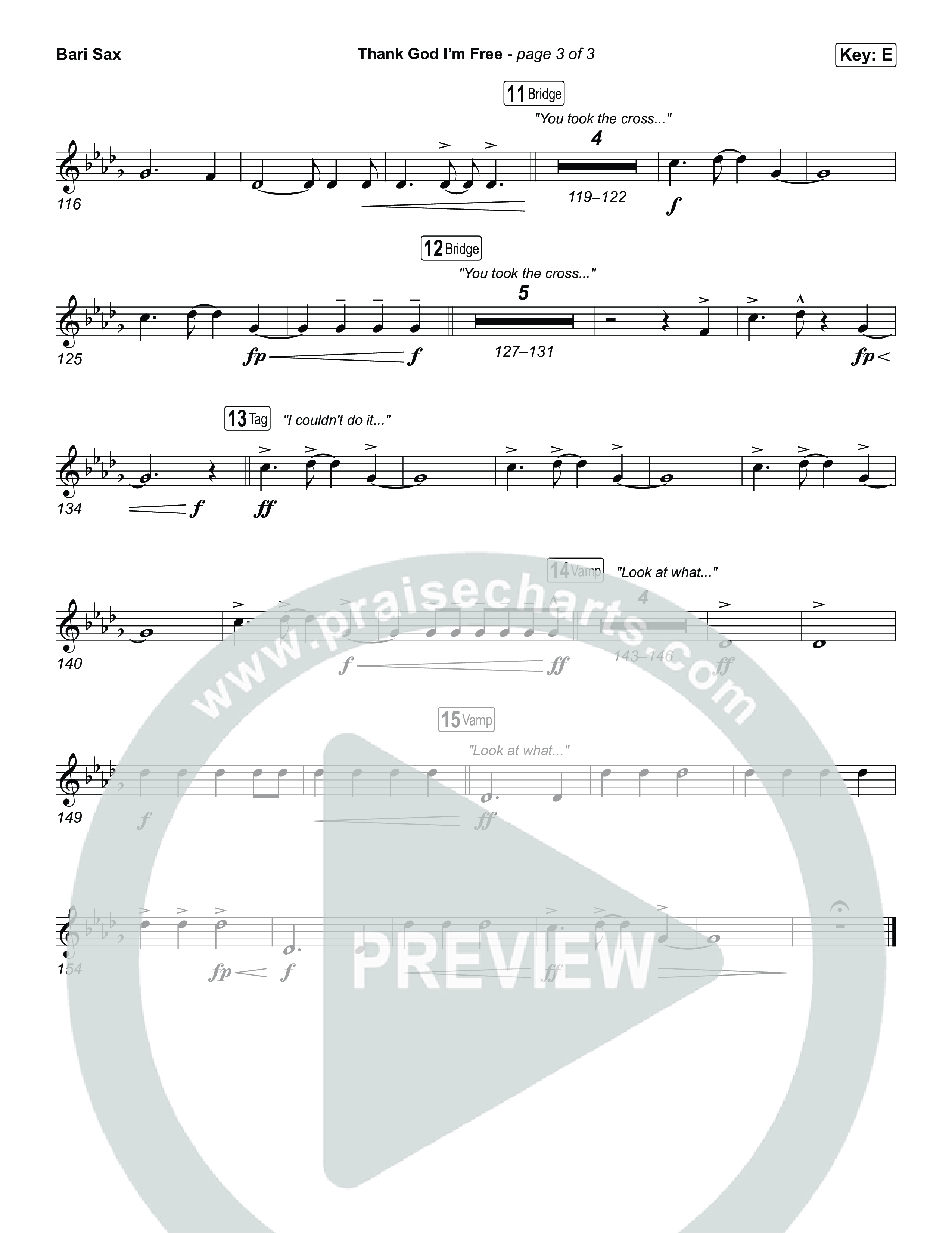 Thank God I'm Free Bari Sax Sheet Music PDF (ELEVATION RHYTHM / Lizzie ...